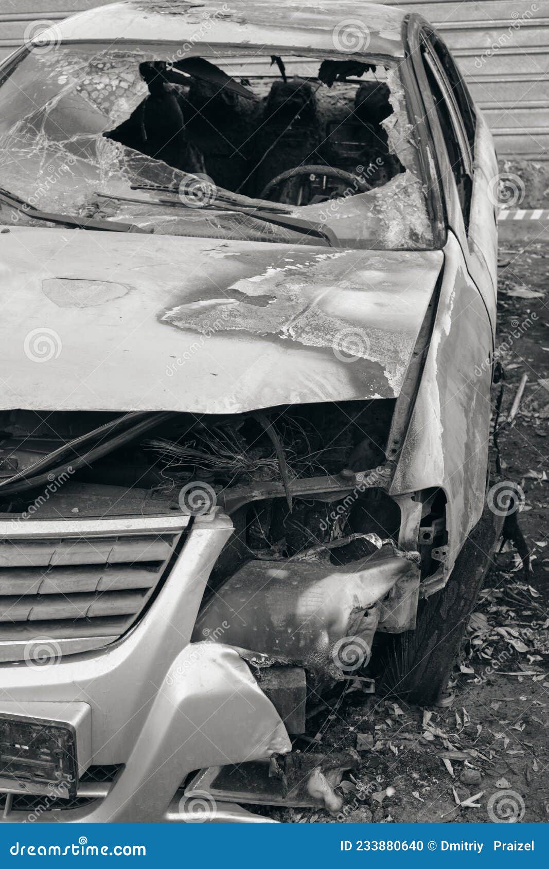 Skeleton of a Burnt Out Car after an Accident Stock Photo - Image of ...