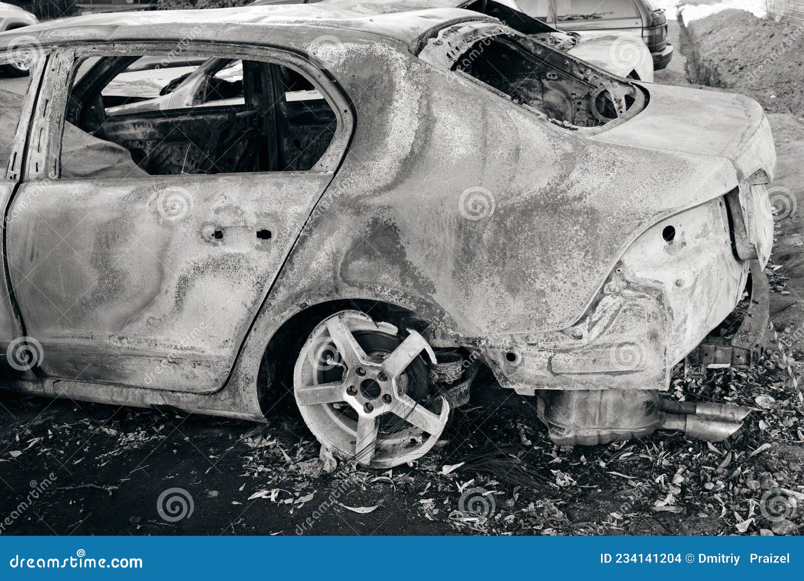 Skeleton of Burnt Out Car.Trunk of a Burnt Out Car Stock Photo - Image ...