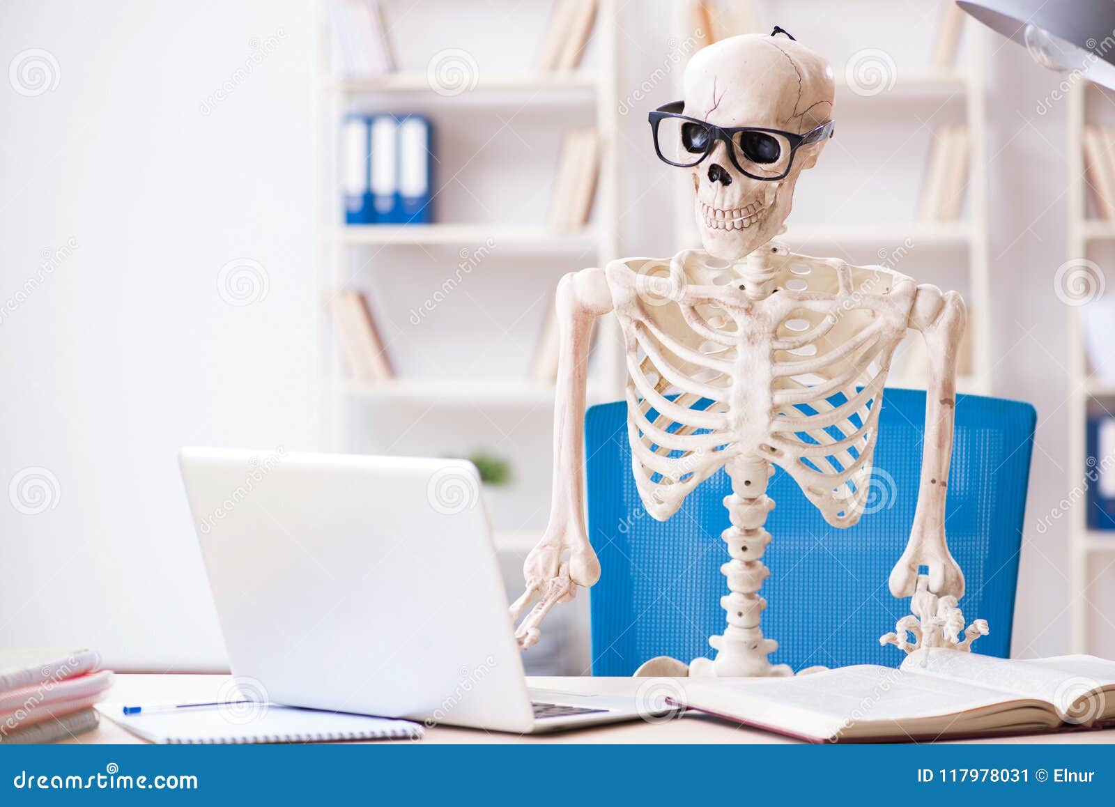 The Skeleton Businessman Working in the Office Stock Image - Image of ...