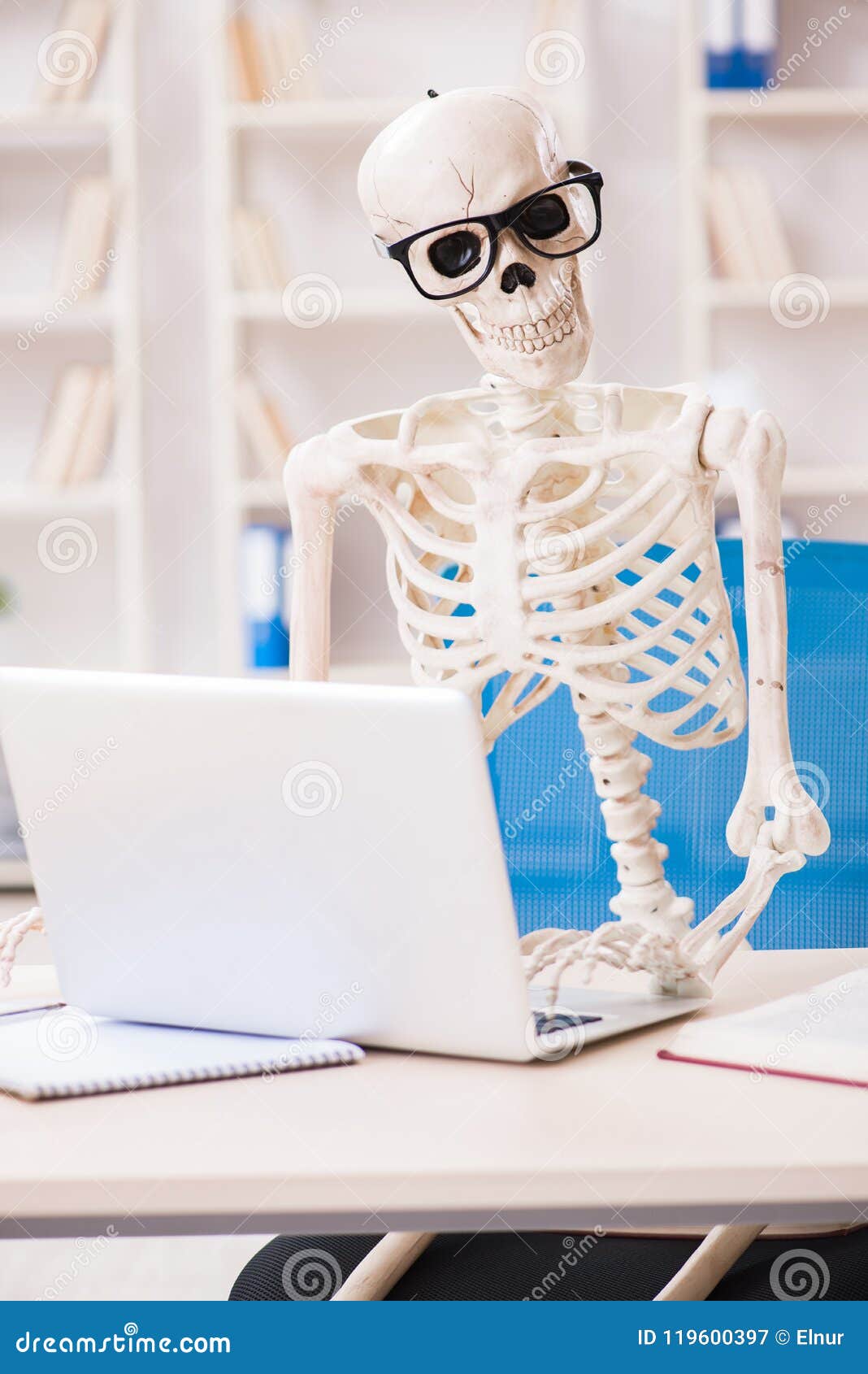 The Skeleton Businessman Working in the Office Stock Image - Image of ...