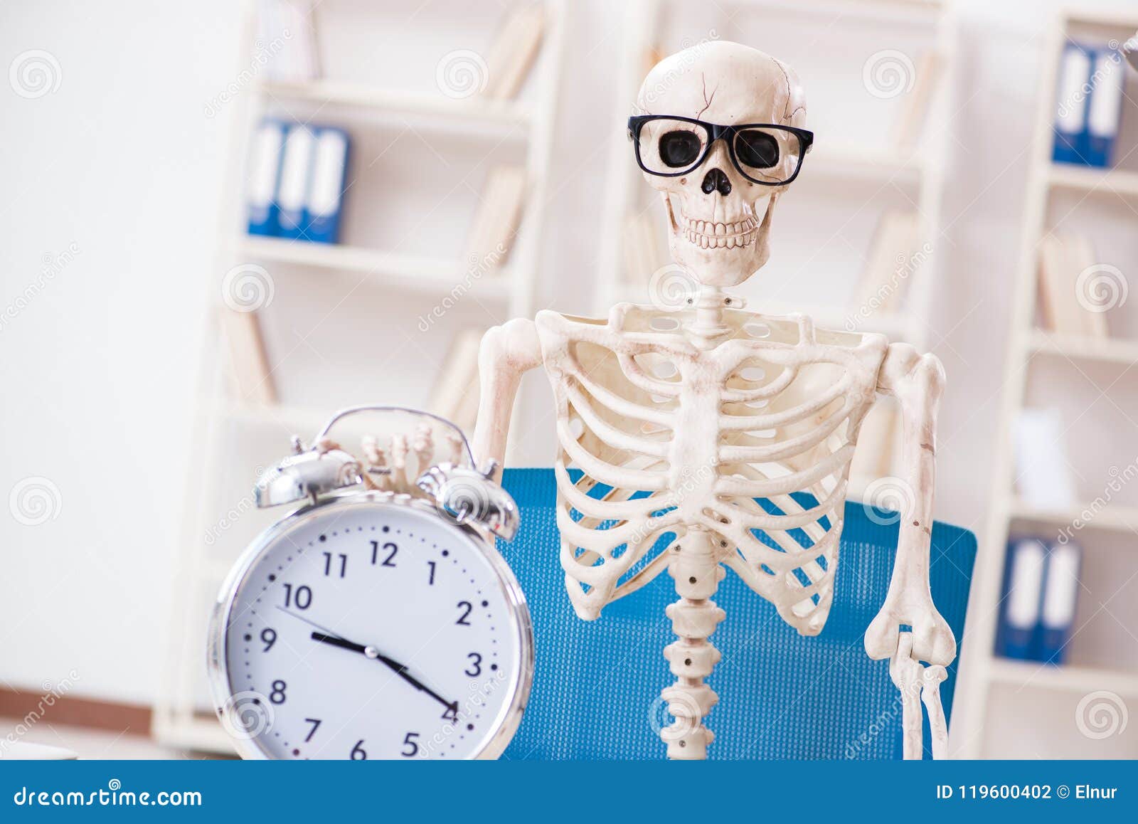 The Skeleton Businessman Working in the Office Stock Photo - Image of ...