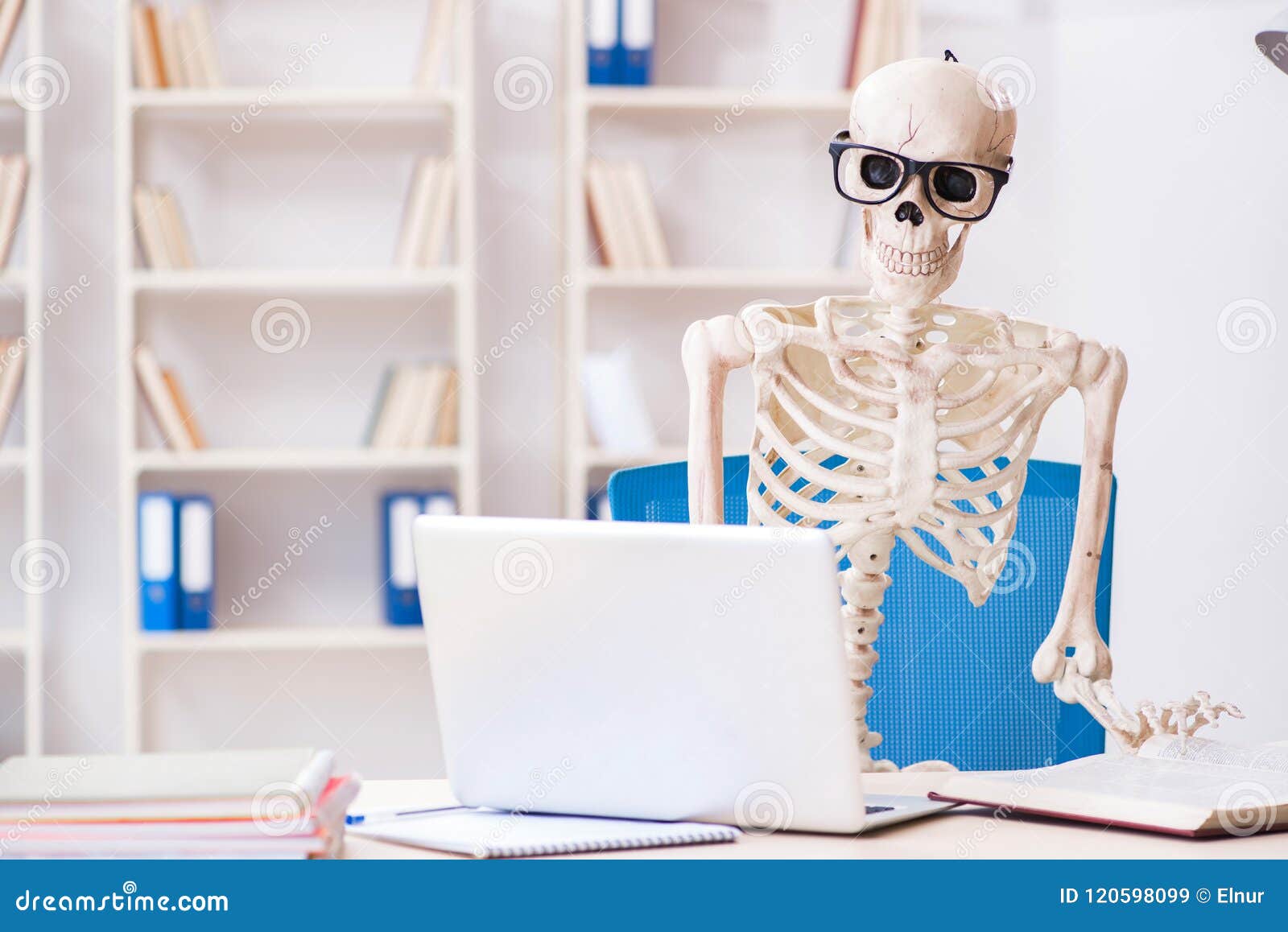 The Skeleton Businessman Working in the Office Stock Image - Image of ...