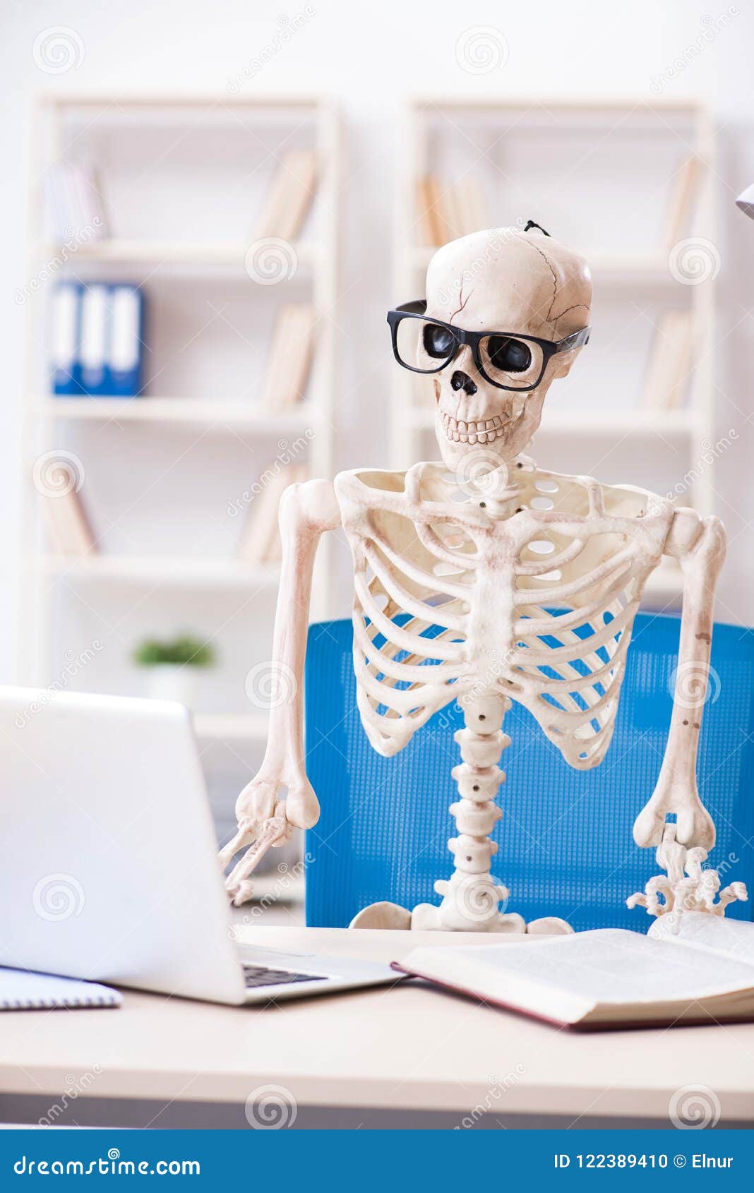 The Skeleton Businessman Working in the Office Stock Photo - Image of ...