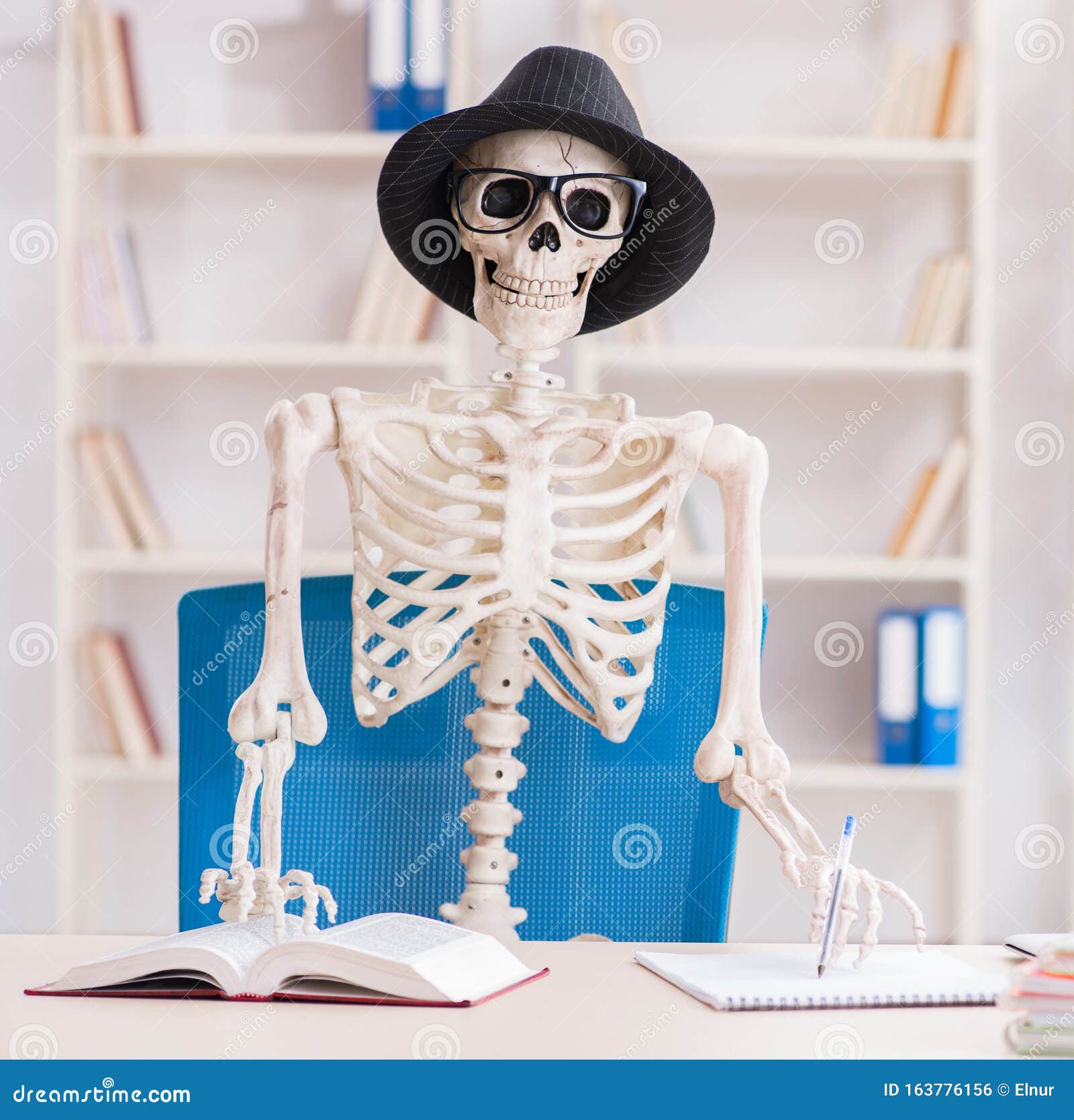 Skeleton Businessman Working in the Office Stock Photo - Image of death ...