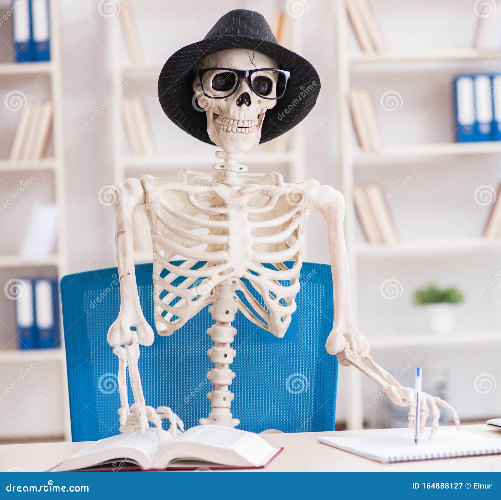 Skeleton Businessman Working in the Office Stock Image - Image of ...