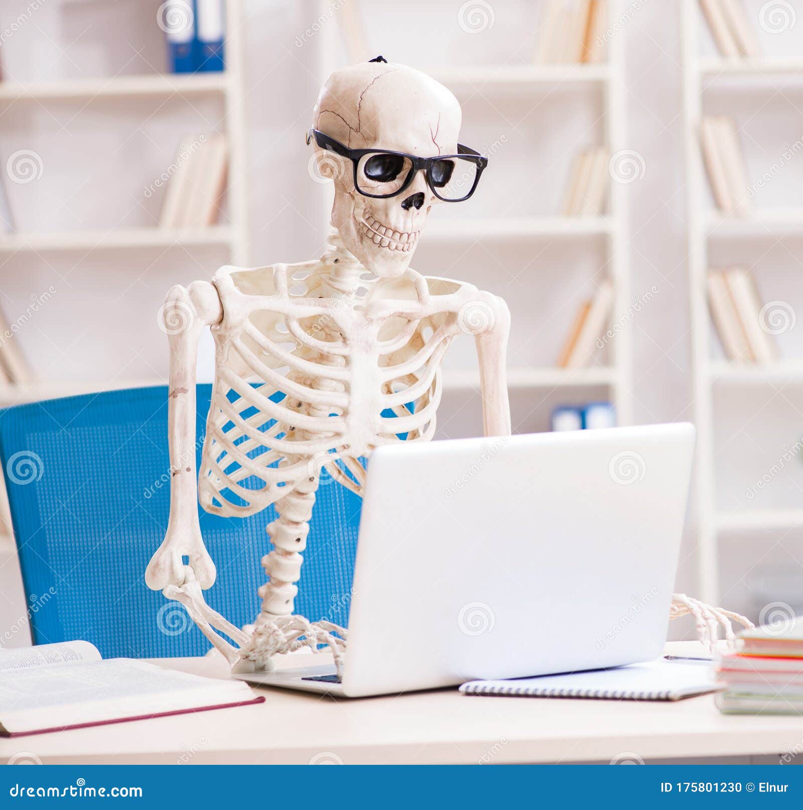 Skeleton Businessman Working in the Office Stock Photo - Image of ...