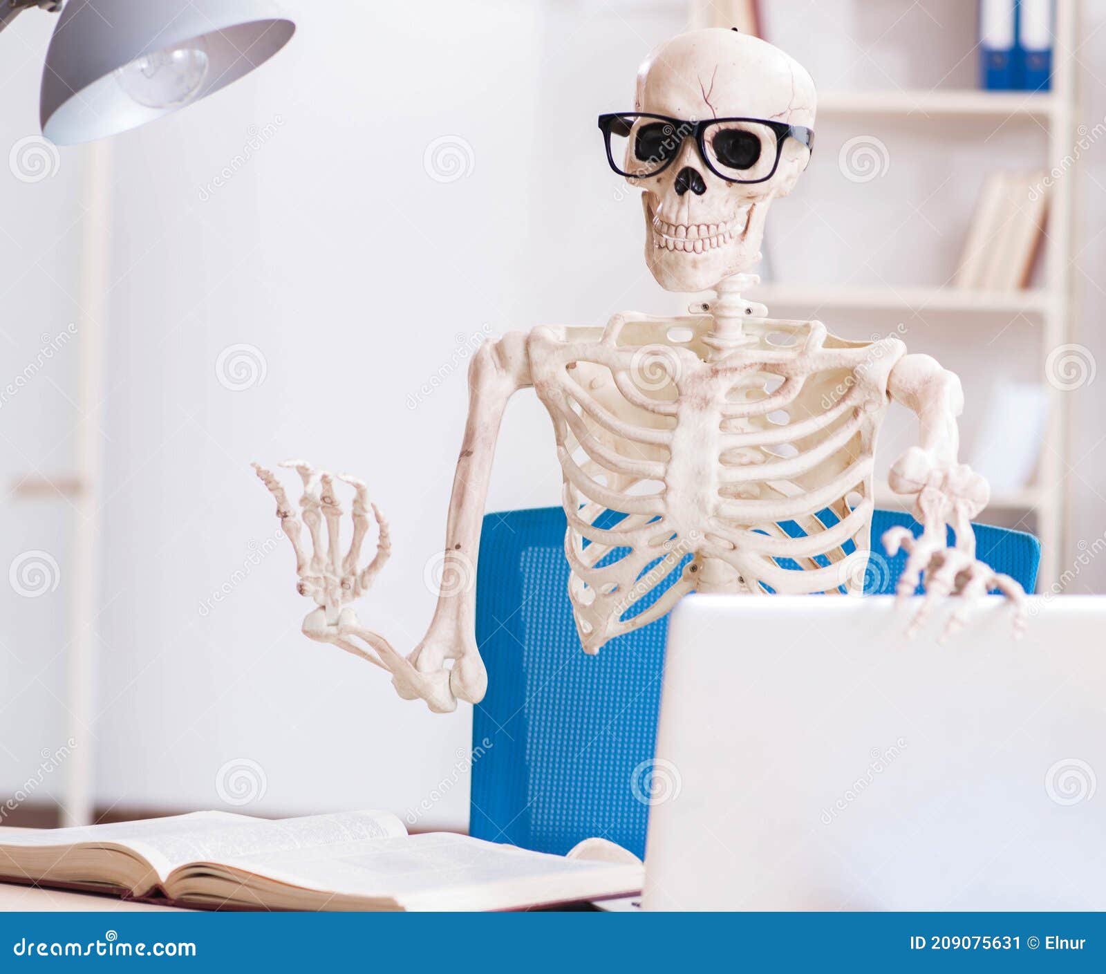 Skeleton Businessman Working in the Office Stock Image - Image of ...