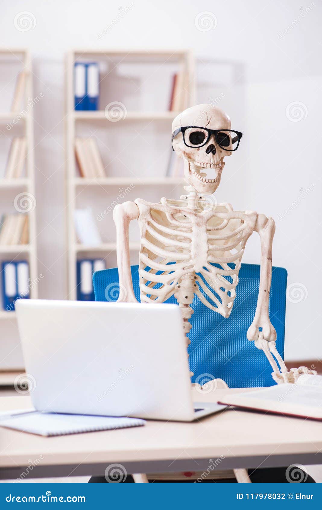 The Skeleton Businessman Working in the Office Stock Photo - Image of ...