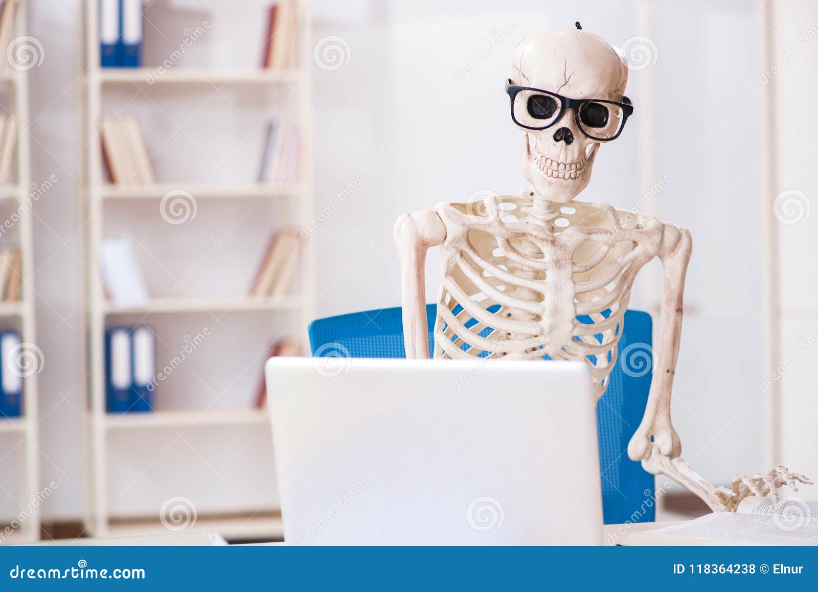 The Skeleton Businessman Working in the Office Stock Photo - Image of ...