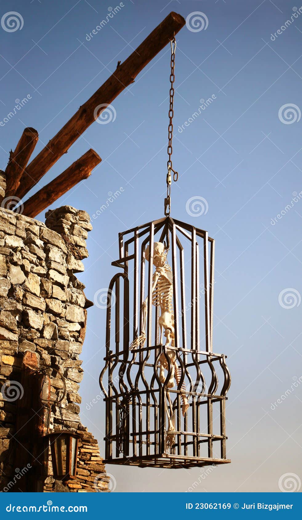 Skeleton in cage stock image. Image of fortress, punishment - 23062169