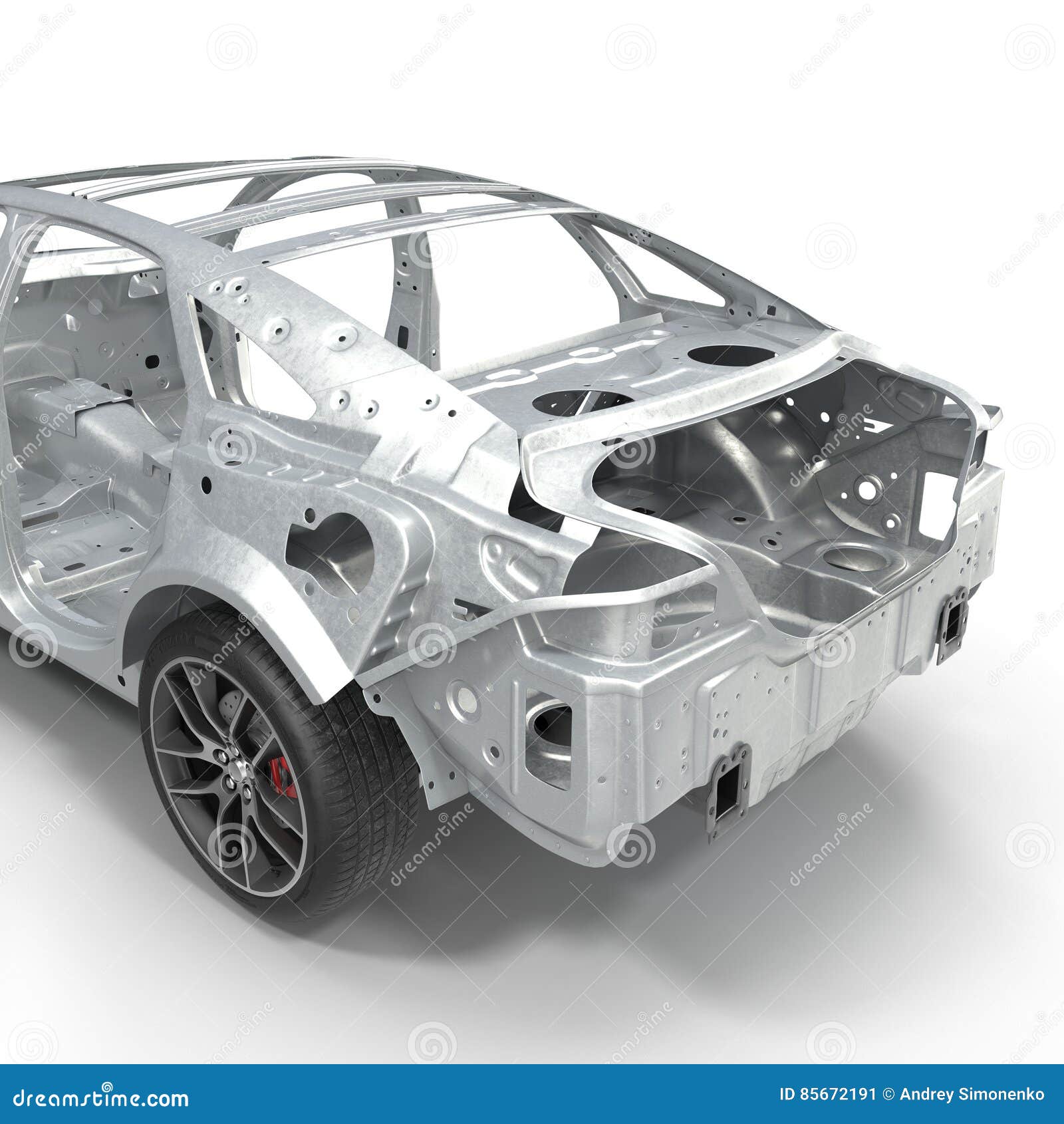 Skeleton of a Car with Chassis on White. 3D Illustration Editorial ...