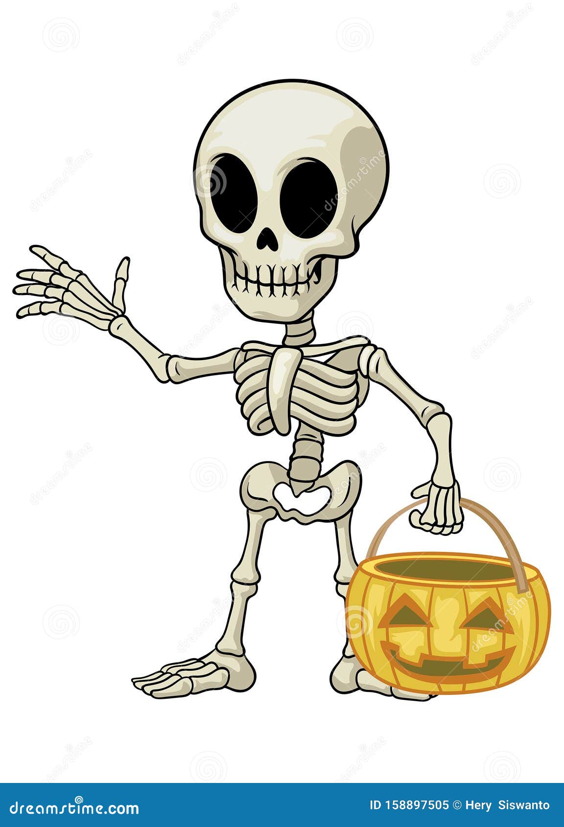 Skeleton Boy 3D Cartoon Illustration Holding A Skateboard Stock ...