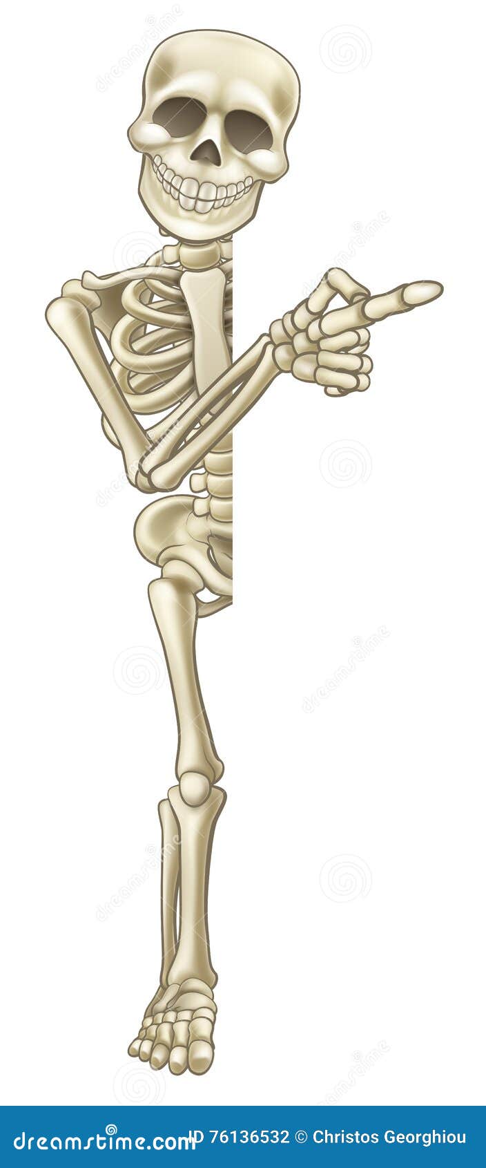 Skeleton Cartoon Pointing At Sign Vector Illustration | CartoonDealer ...