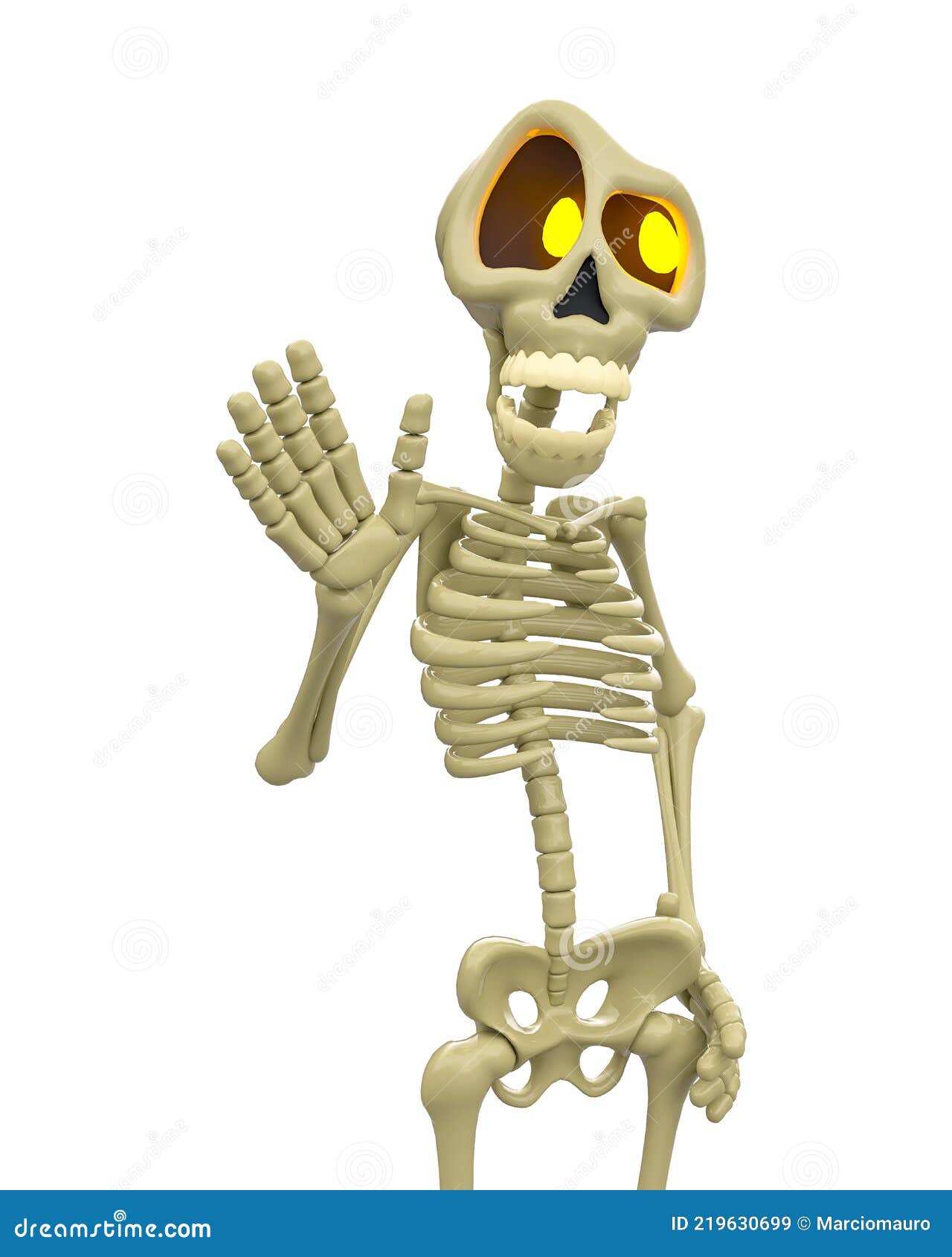 Skeleton Cartoon is Saying Hello Stock Illustration - Illustration of ...