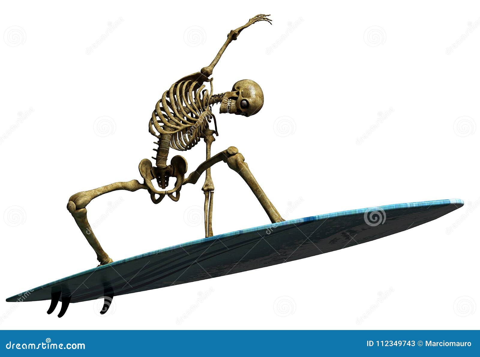 3D Skeleton Boy Cartoon Illustration Standing Hanging On A Wood Pole ...