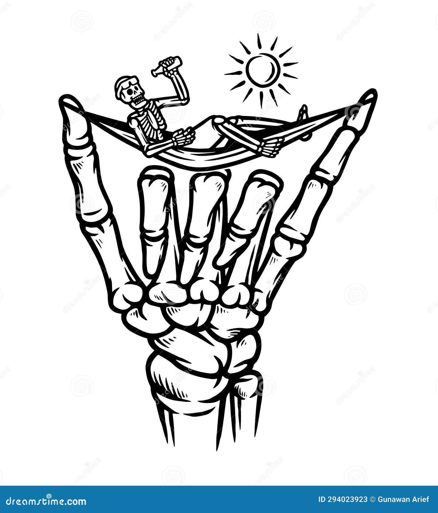 Skeleton and Chill Hand Sign Stock Vector - Illustration of sign, lying ...