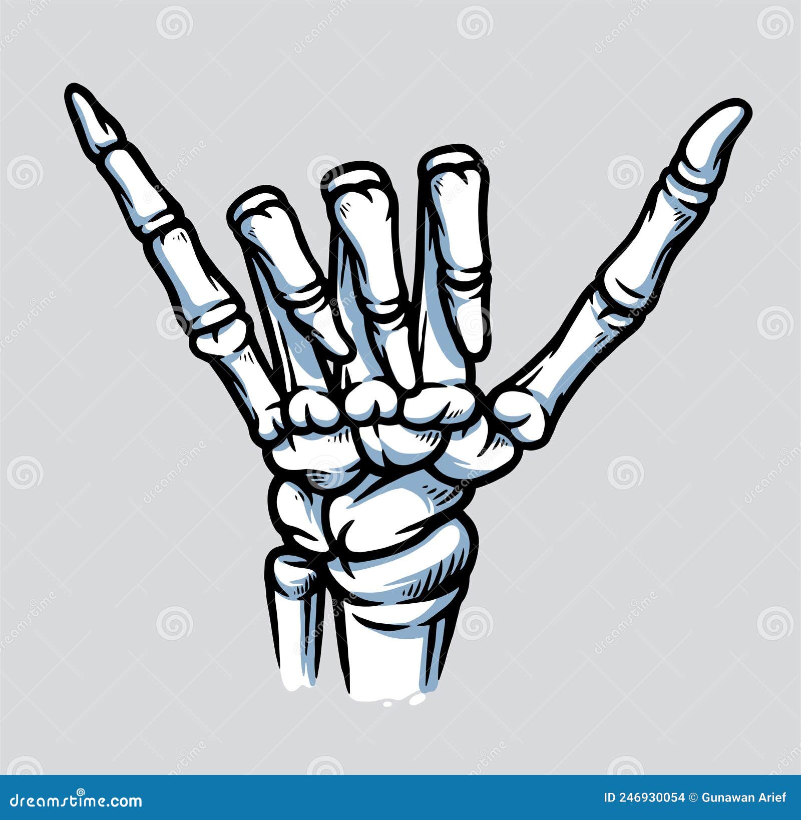 Skeleton Chill Hand Sign Illustration Stock Vector - Illustration of ...