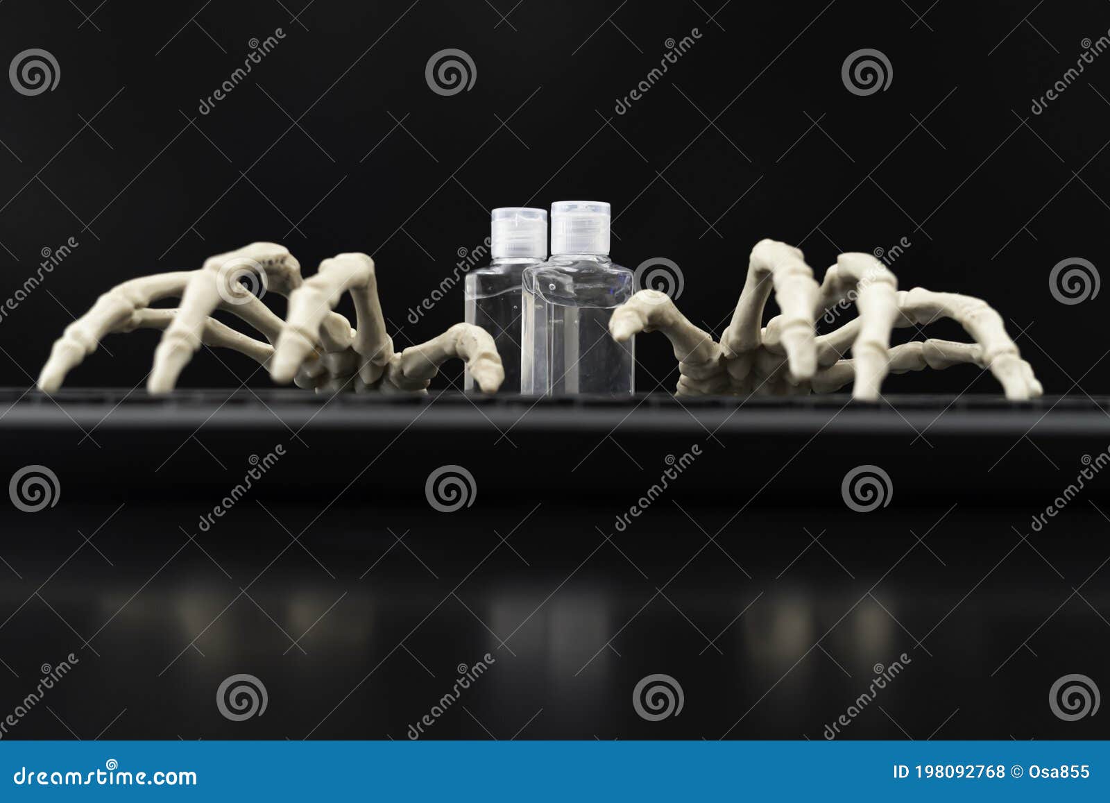 Skeleton Claw Hands Working on Keyboard during Halloween Stock Photo ...
