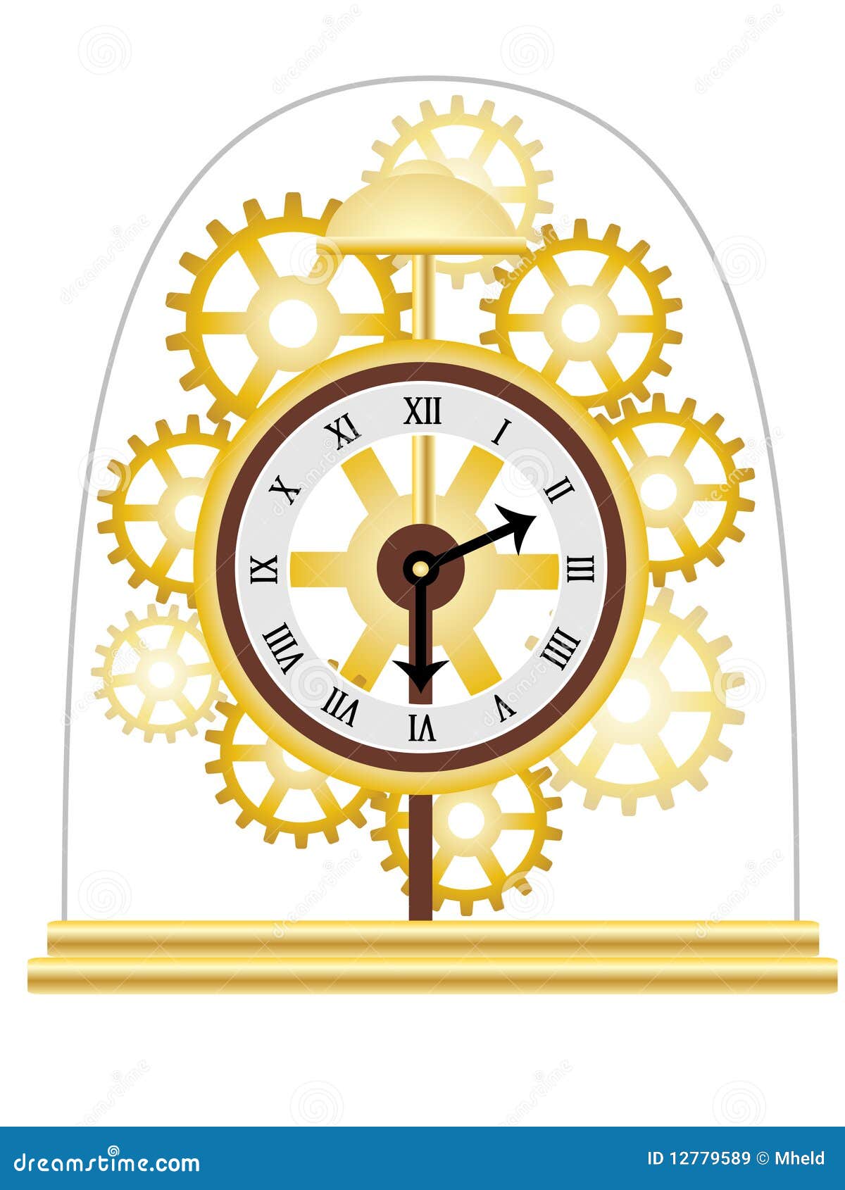 Skeleton Clock Golden Multiple Gears Vector Stock Vector - Illustration ...