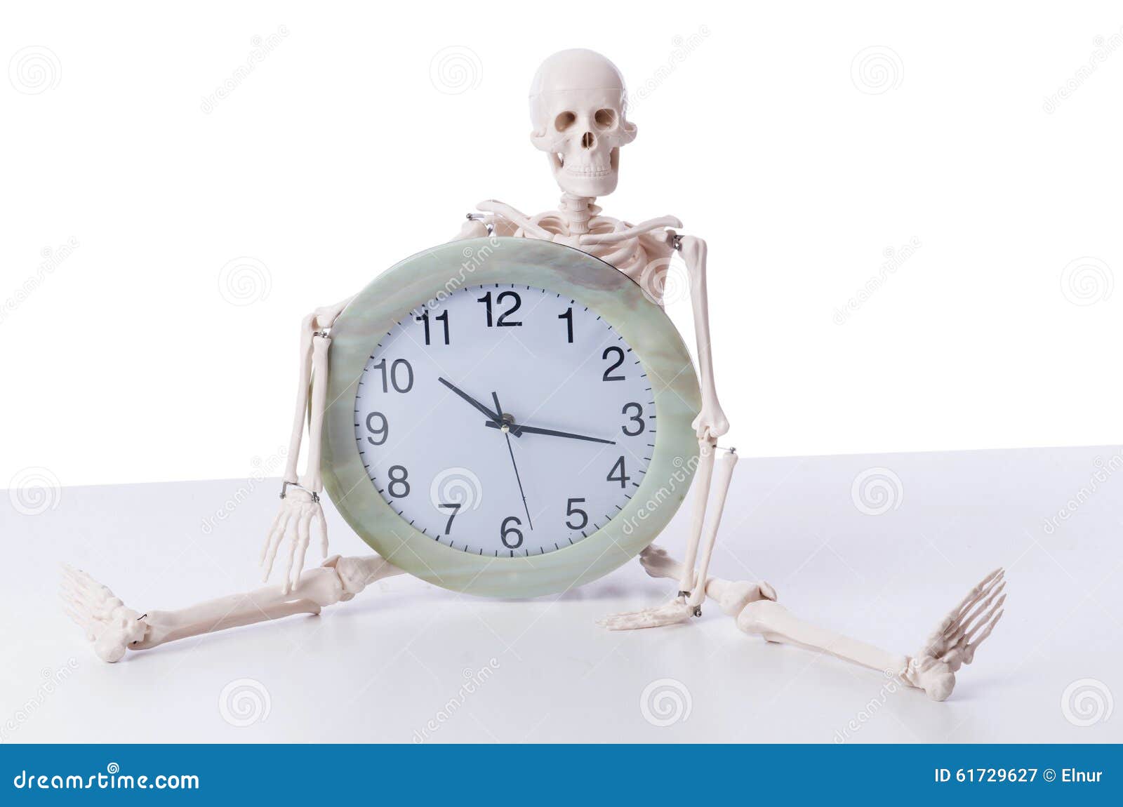 The Skeleton with Clock Isolated on White Stock Image - Image of ...