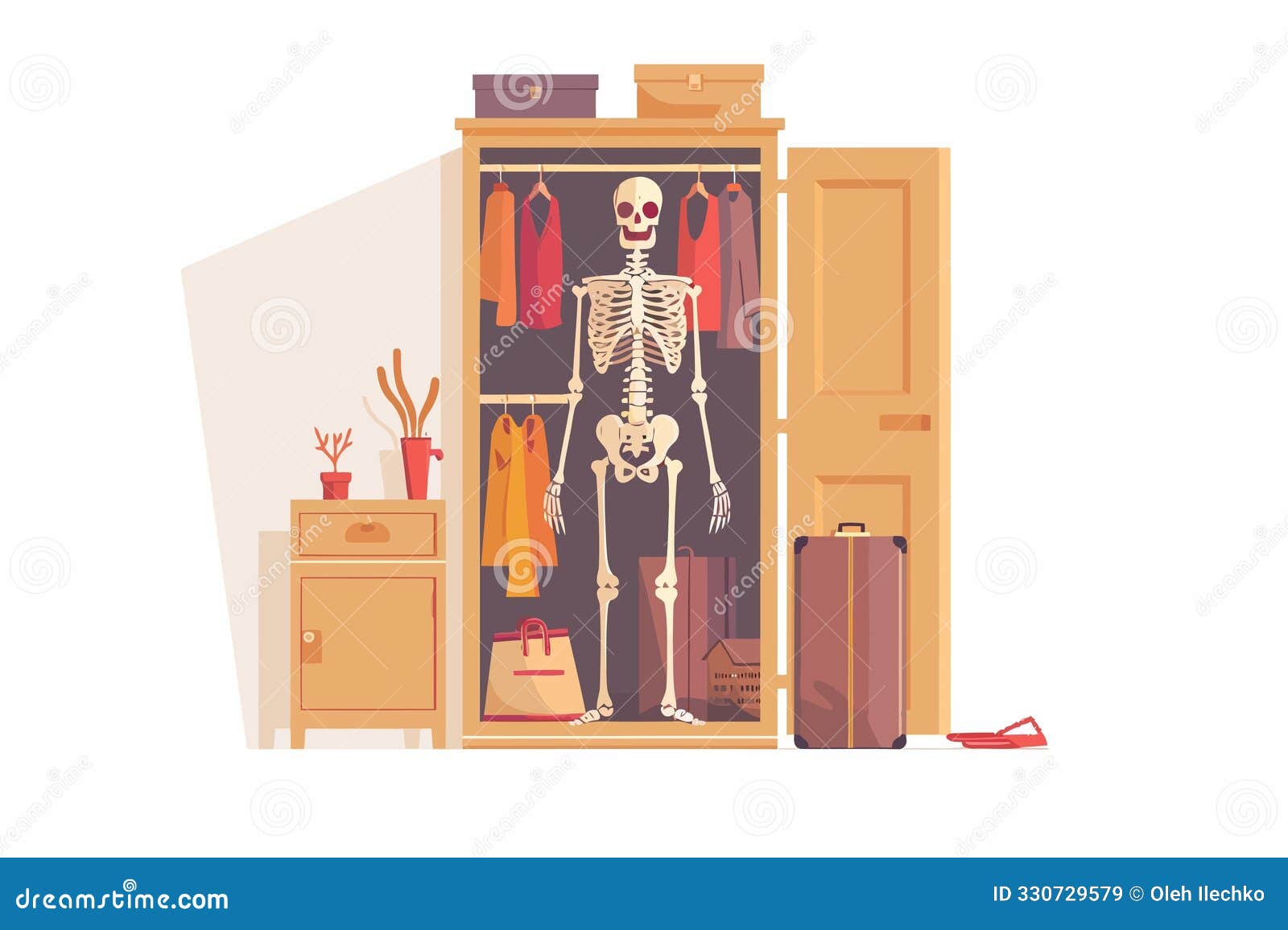 Skeleton in the Closet Isolated Vector Style Stock Vector ...