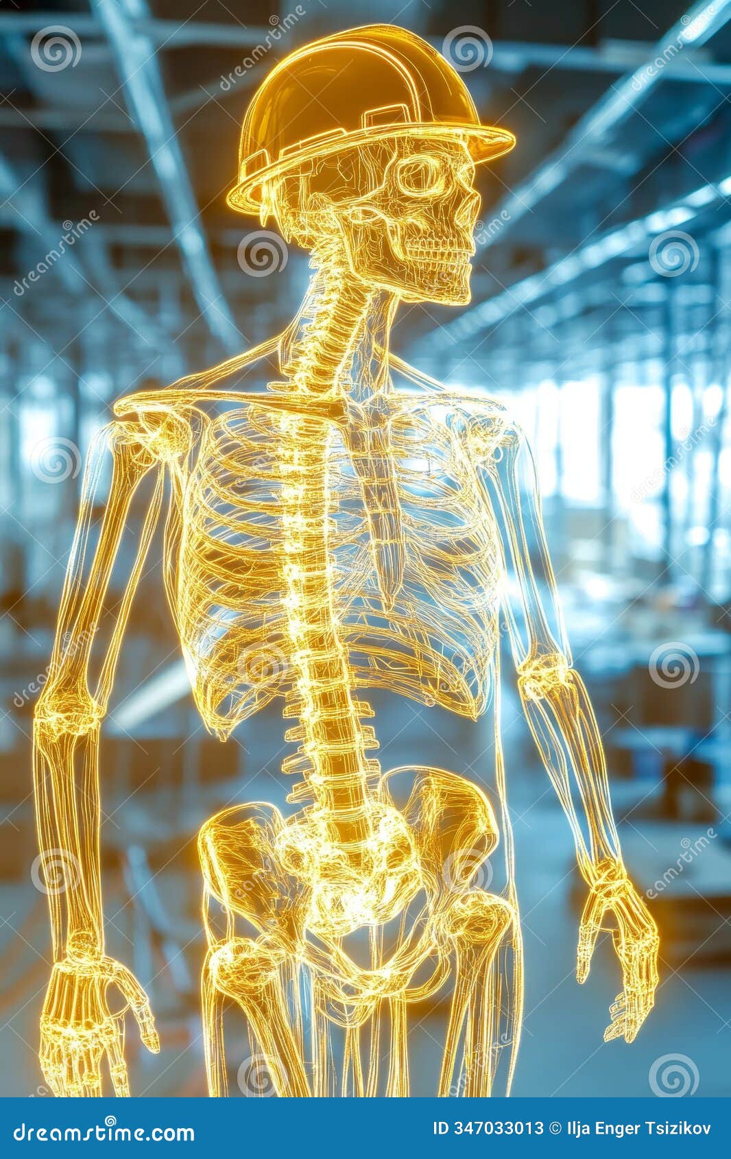 Skeleton Construction Worker in Hard Hat on Building Site with ...