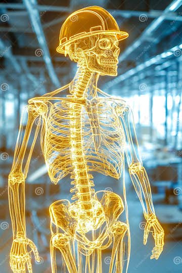 Skeleton Construction Worker in Hard Hat on Building Site with ...