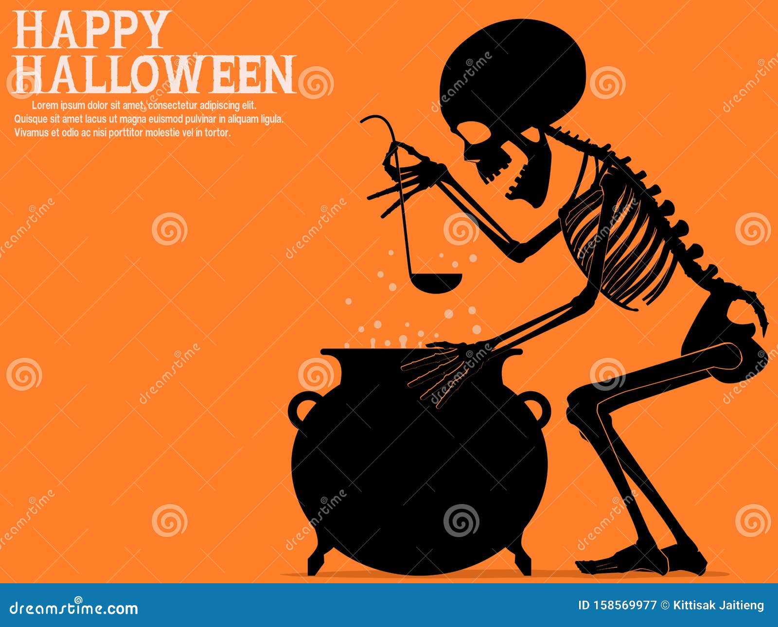 A Skeleton is Cooking Halloween Soup Stock Vector - Illustration of ...