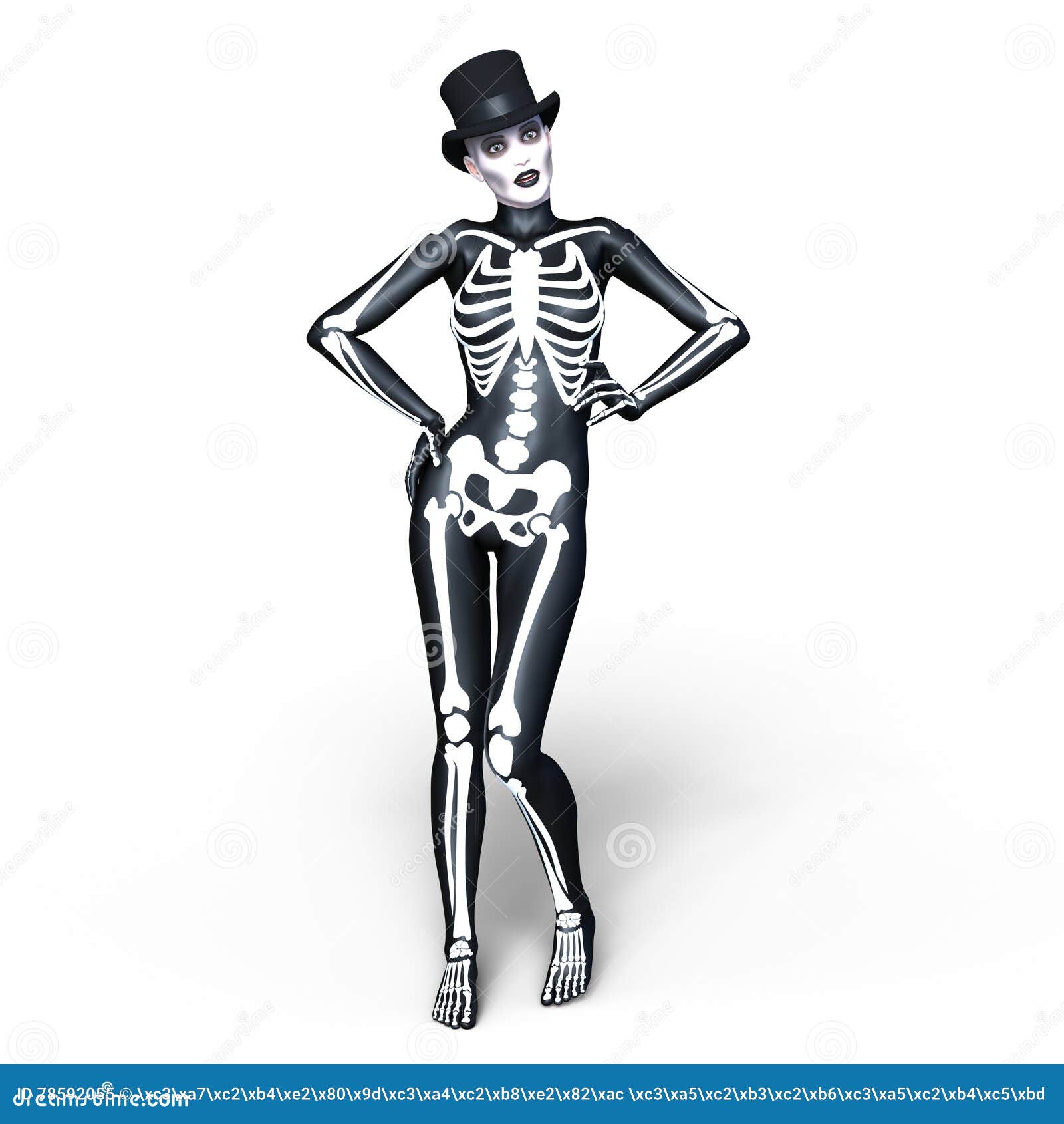 Skeleton costume woman stock illustration. Illustration of fear - 78592055