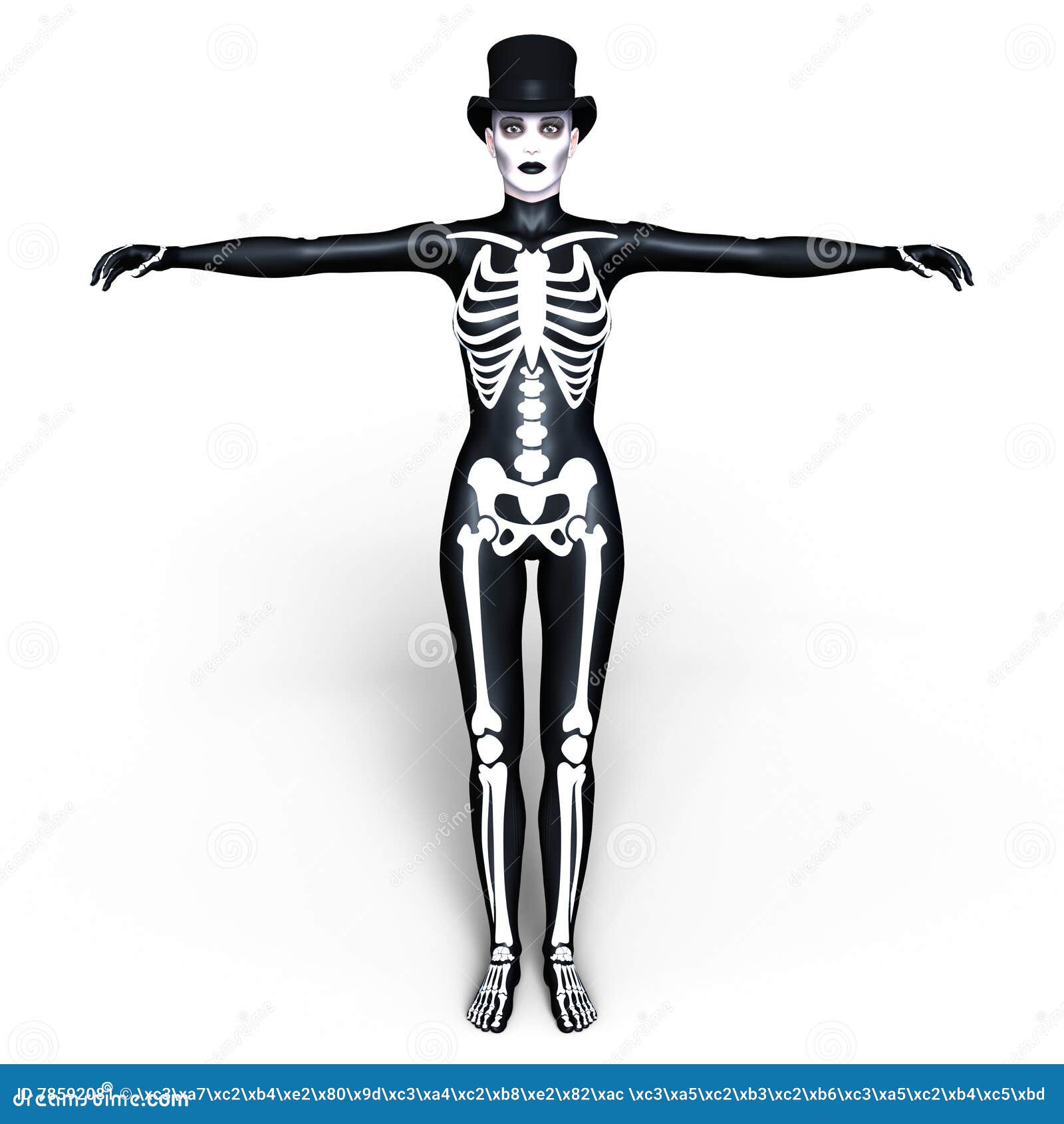 Skeleton costume woman stock illustration. Illustration of skeleton ...