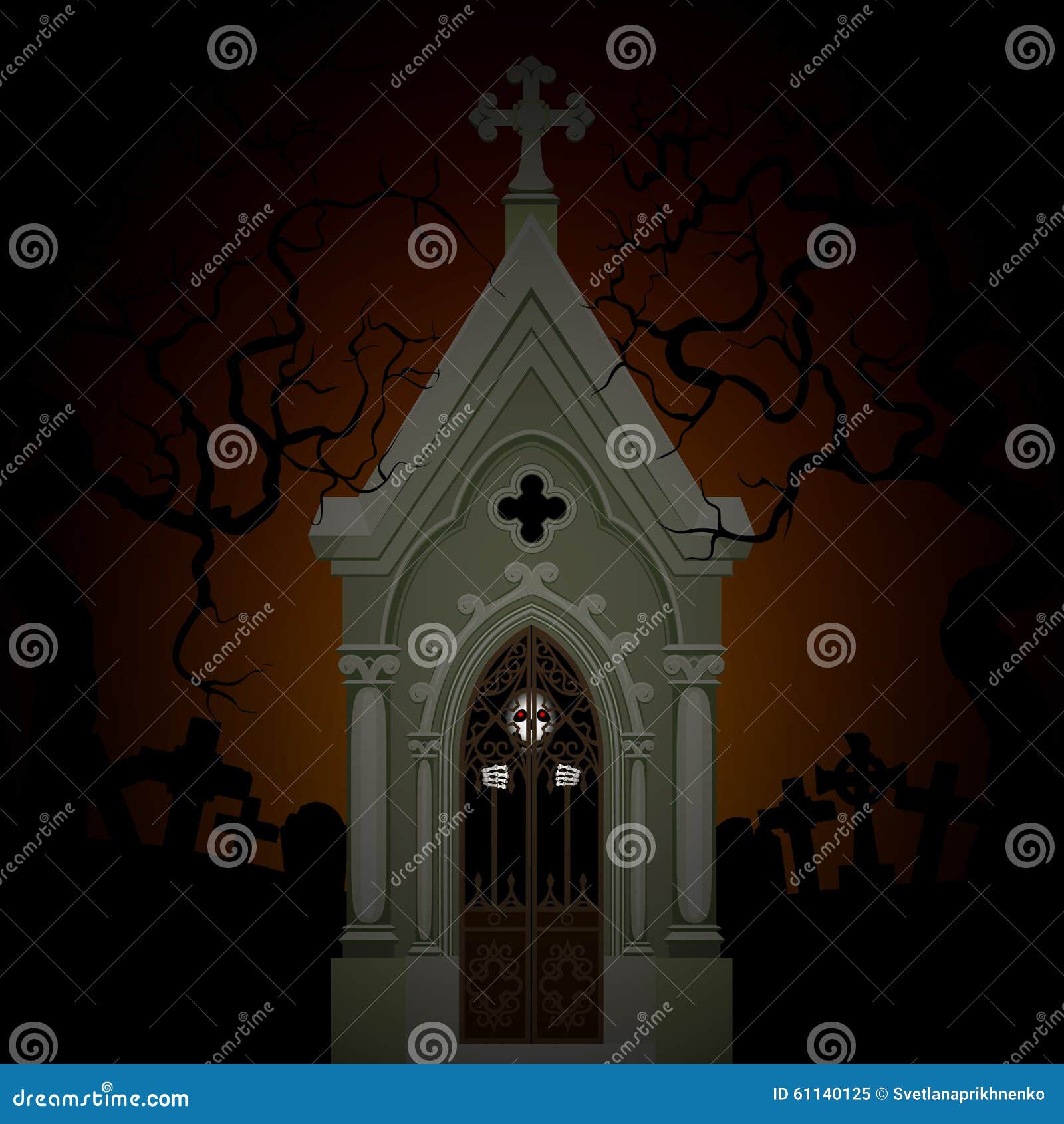 Skeleton In Crypt Cartoon Vector | CartoonDealer.com #61140125