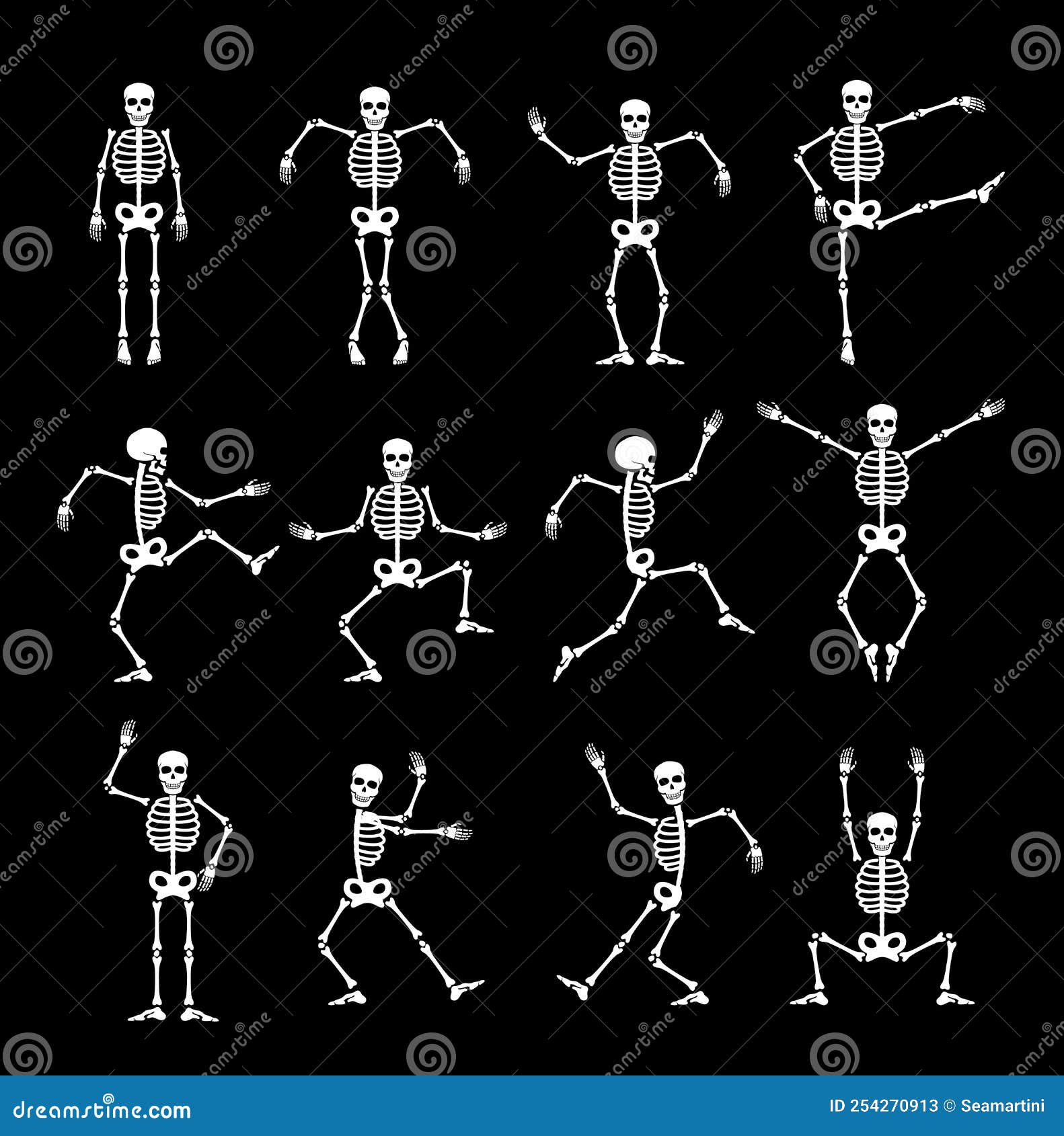 Skeleton Dance Animated Game Sprite, Vector Set Stock Vector ...