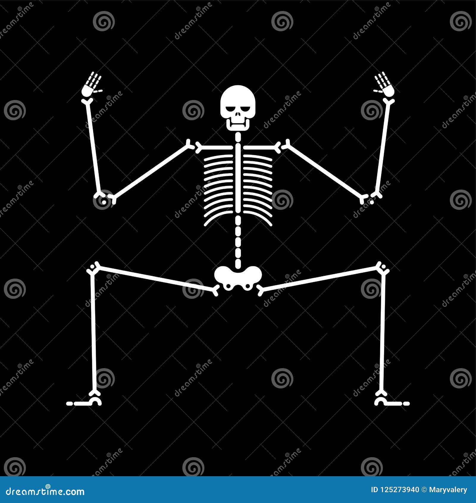 Skeleton Dance Isolated. Skull and Bone Dances. Vector Illustration ...