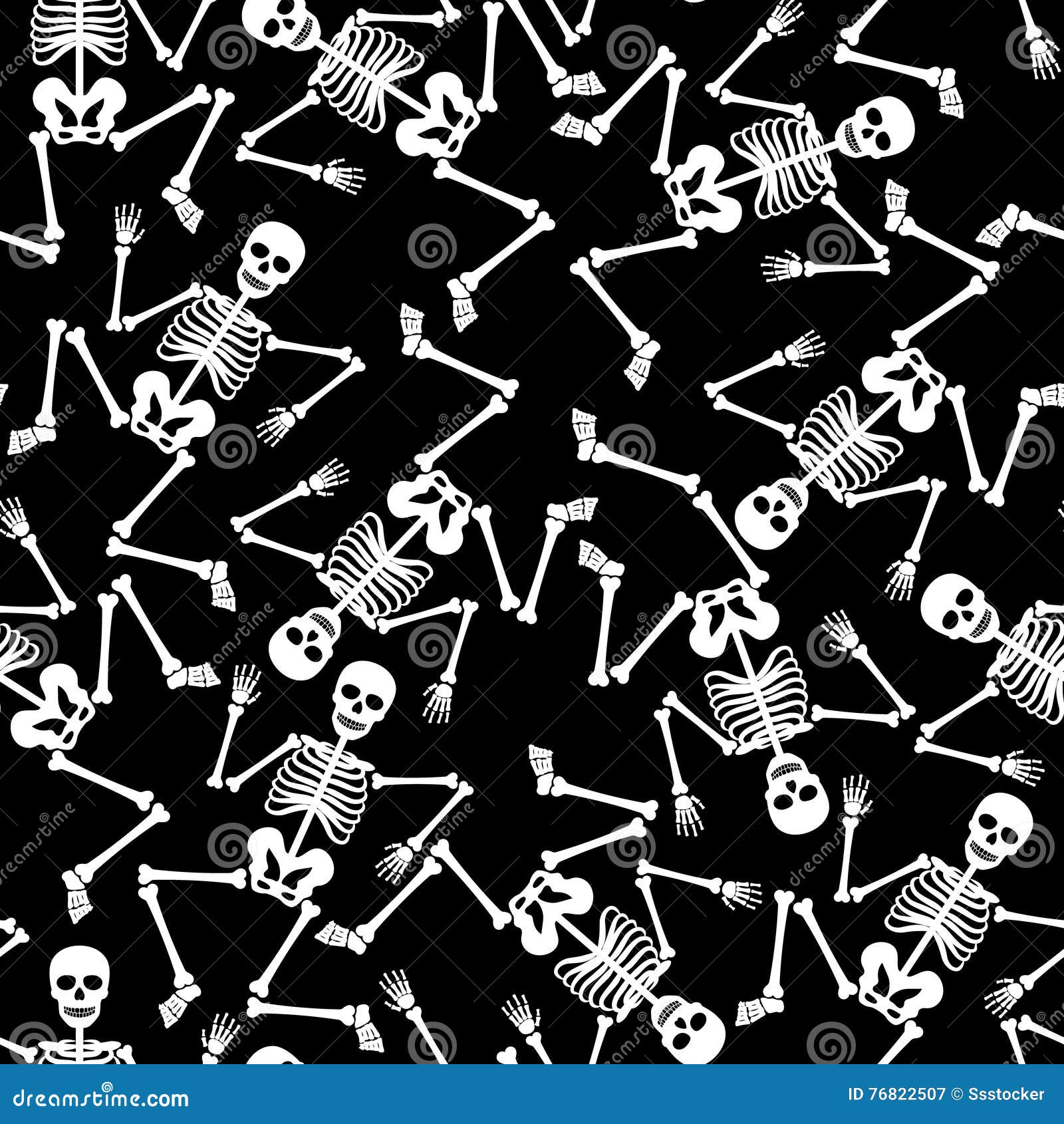 Skeleton Dancing Seamless Pattern Cartoon Vector | CartoonDealer.com ...