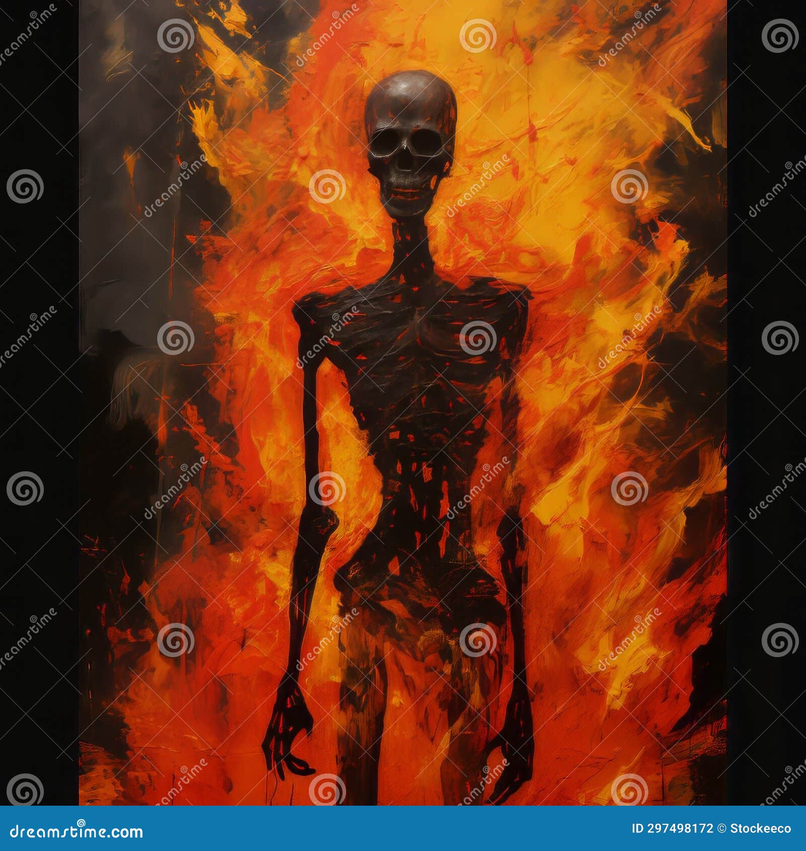 Intense Emotion: a Hyperrealist Painting of a Fiery Skeleton Stock ...