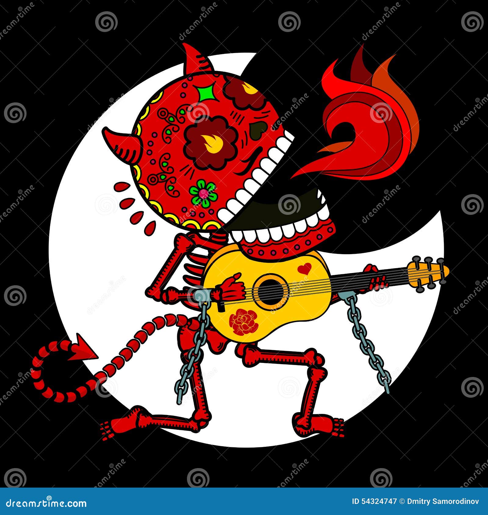 Skeleton Devil Serenade stock illustration. Illustration of tattoos ...