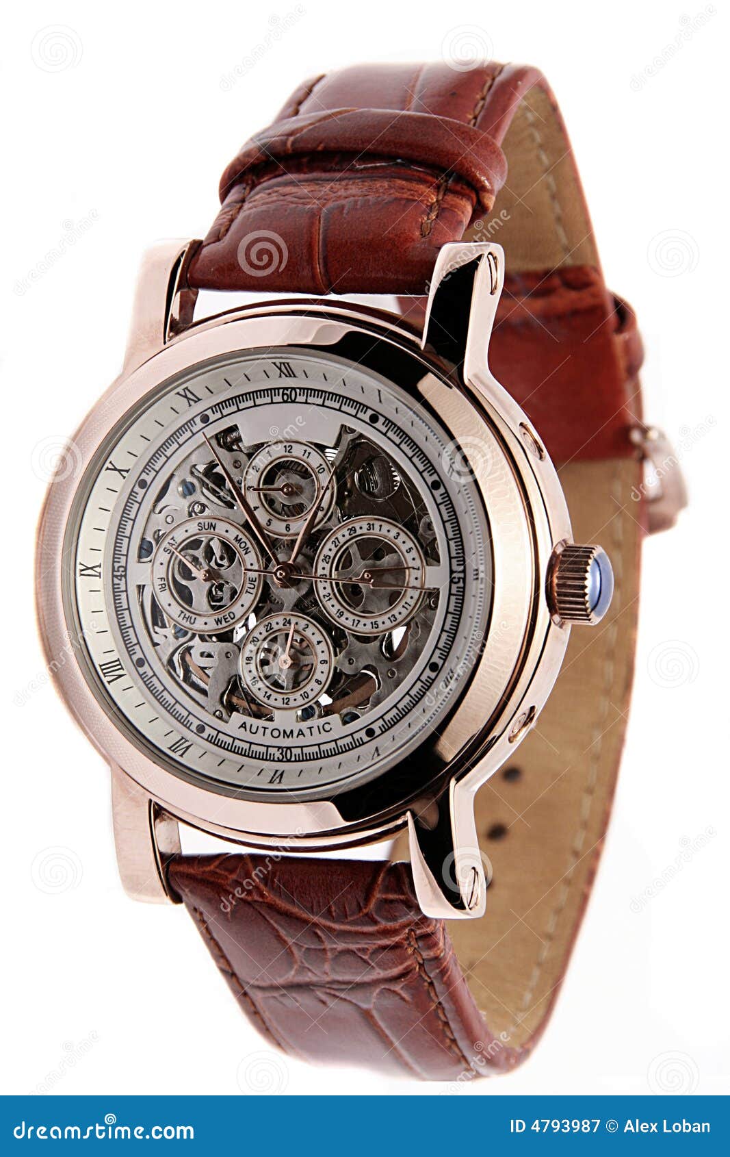 Skeleton dial wristwatch stock image. Image of detail - 4793987
