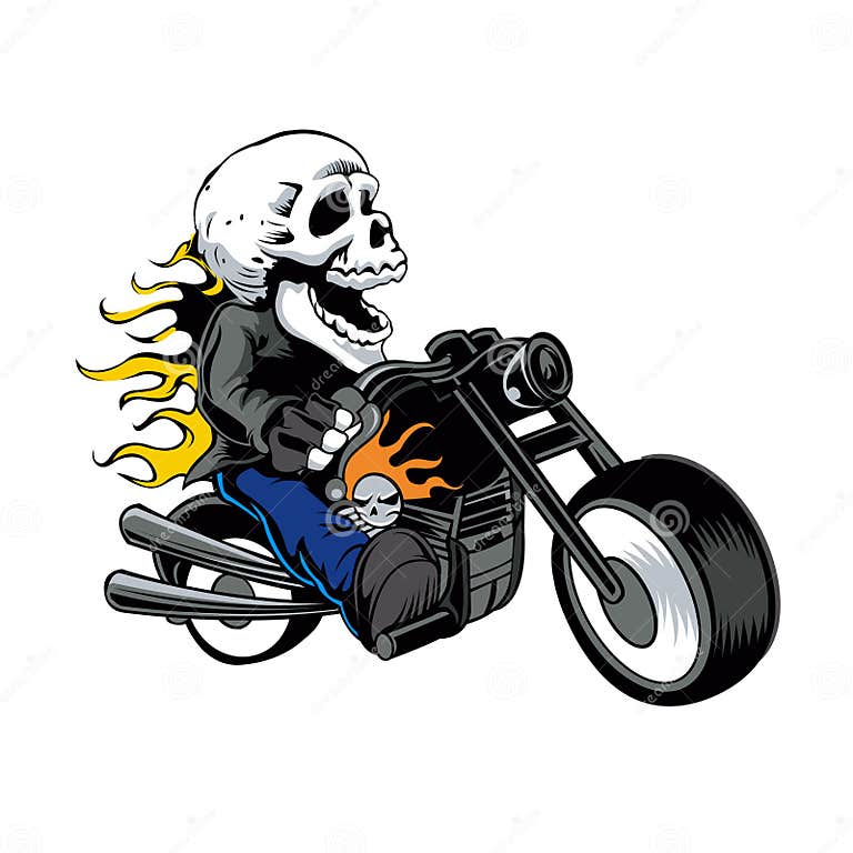 Skeleton Driving a Motorcycle Stock Illustration - Illustration of ...