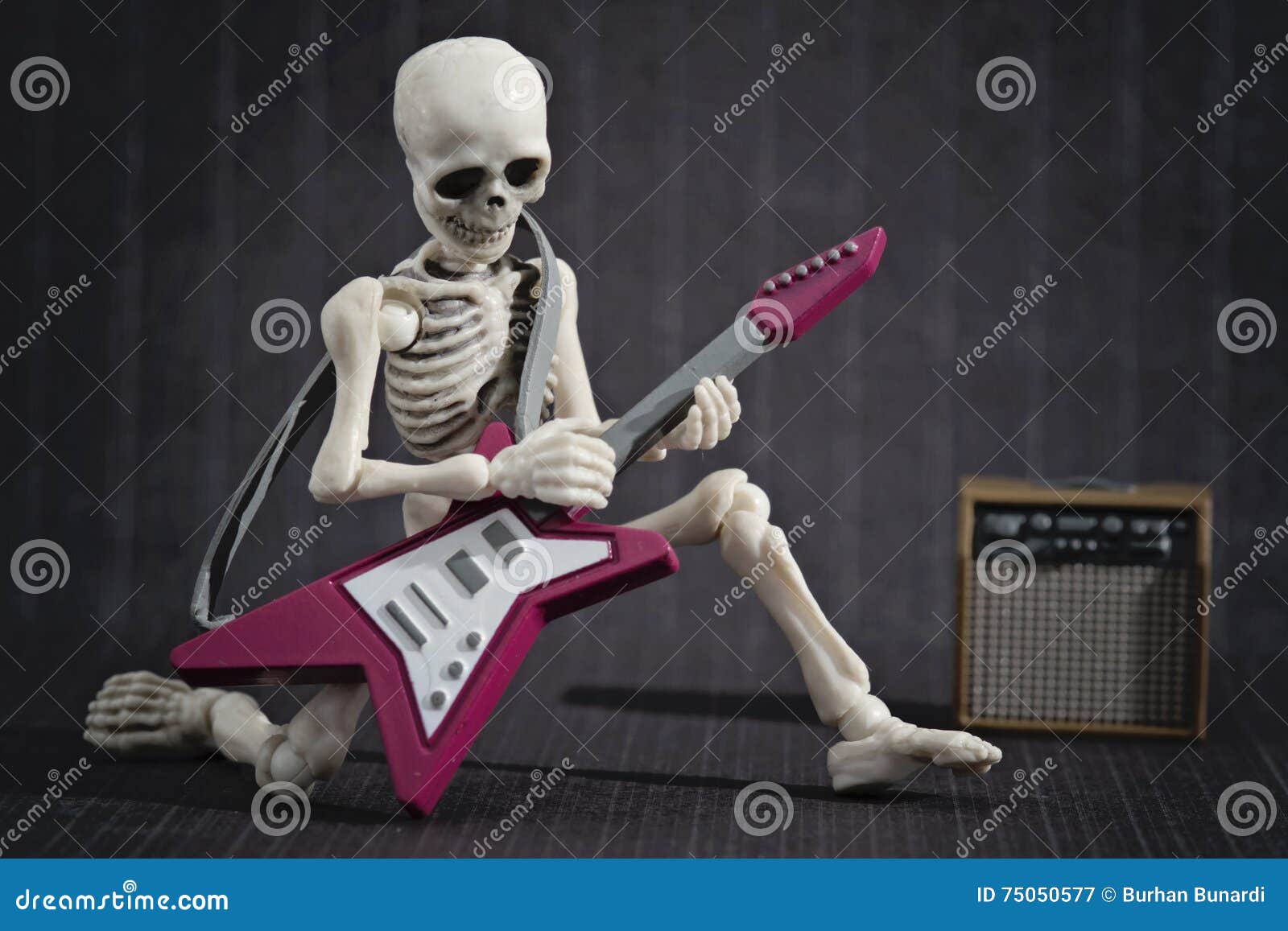 Skeleton and Electric Guitar Stock Image - Image of musician, rocker ...