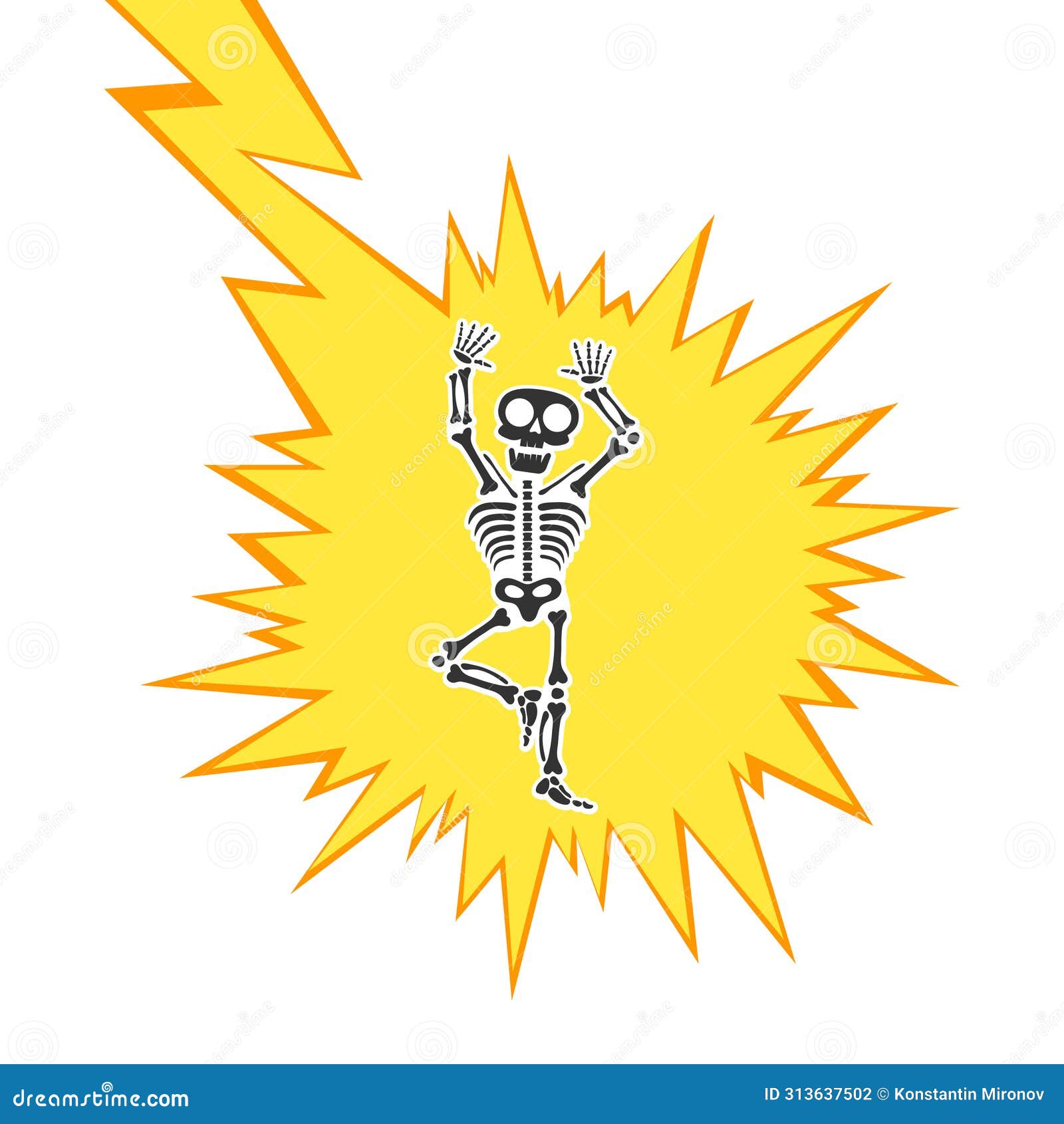 Skeleton Electric Shock By High Voltage Or Lighting Electrocuted ...