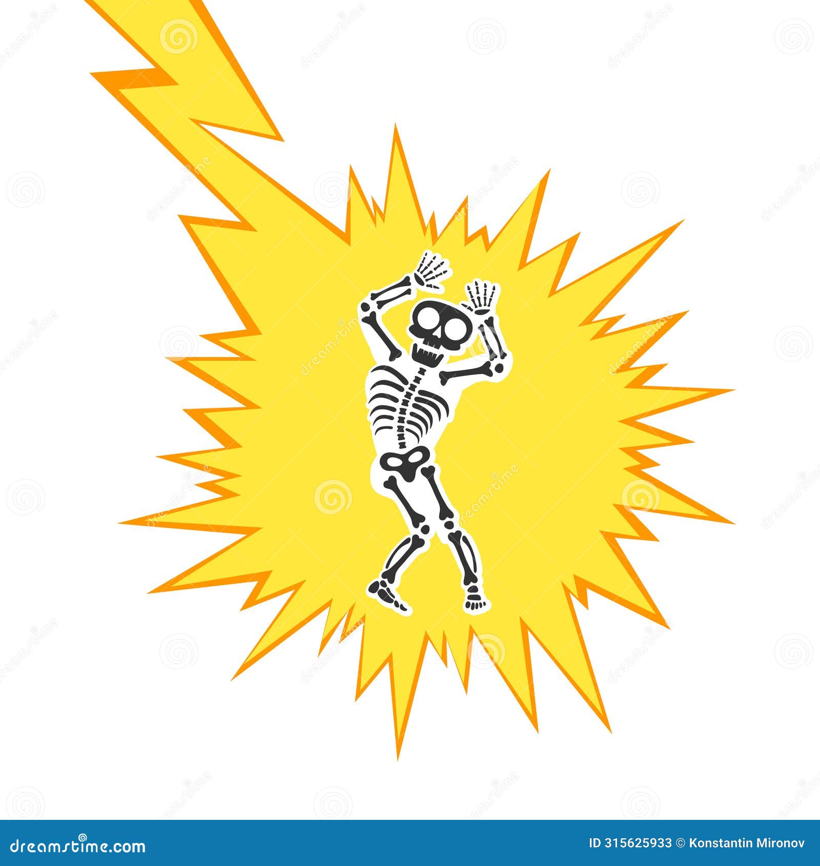 Skeleton Electric Shock By High Voltage Or Lighting Electrocuted ...