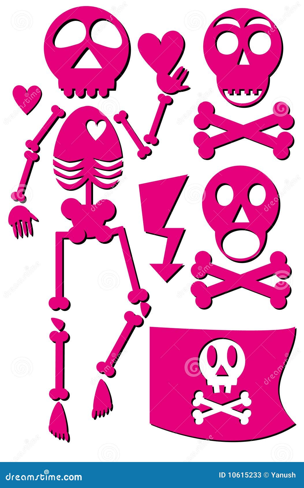 Skeleton emo icon set stock vector. Illustration of graveyard - 10615233
