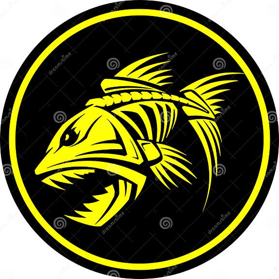 Skeleton of Evil Fish with Teeth Vector Illustration Stock Vector ...