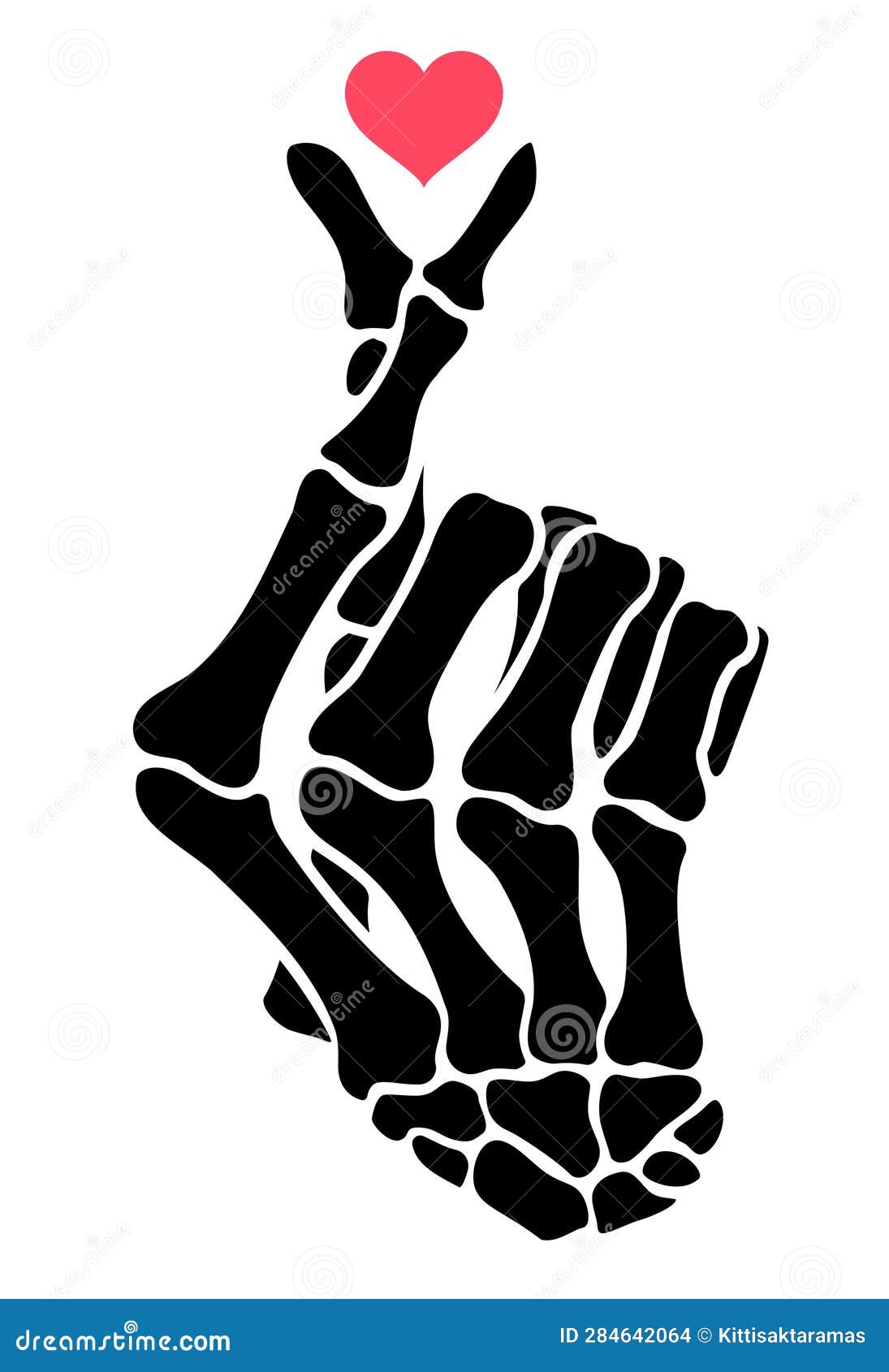 Skeleton Finger Bones Heart Hand Sign Illustrations Stock Vector ...