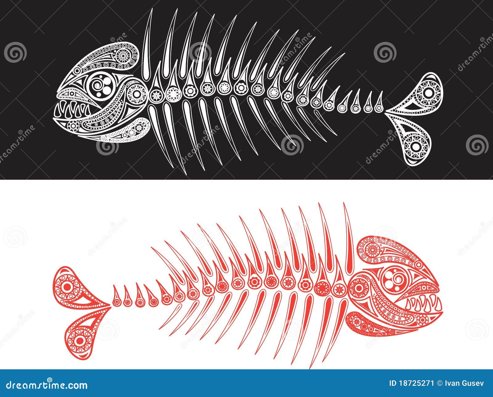 Skeleton Of Fish Cartoon Vector | CartoonDealer.com #27004493