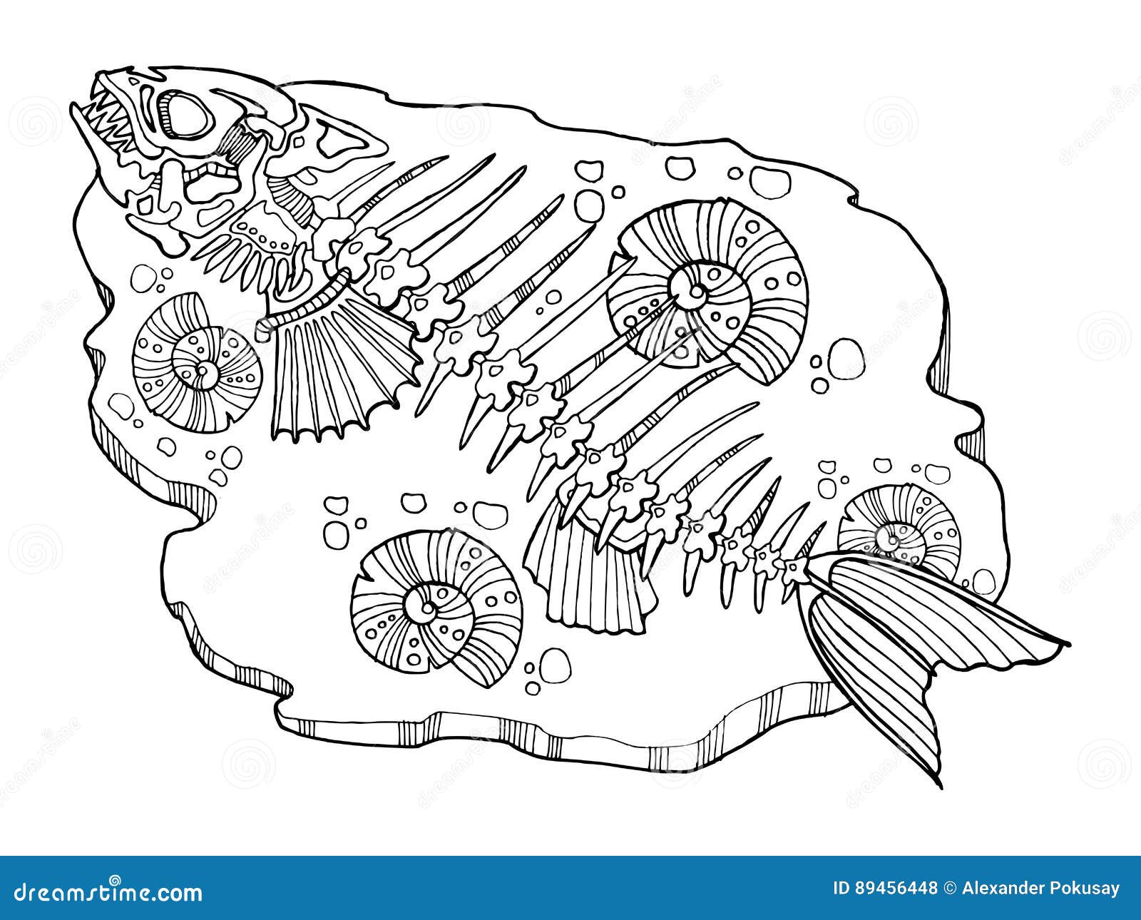Fish Skeleton Coloring Pages