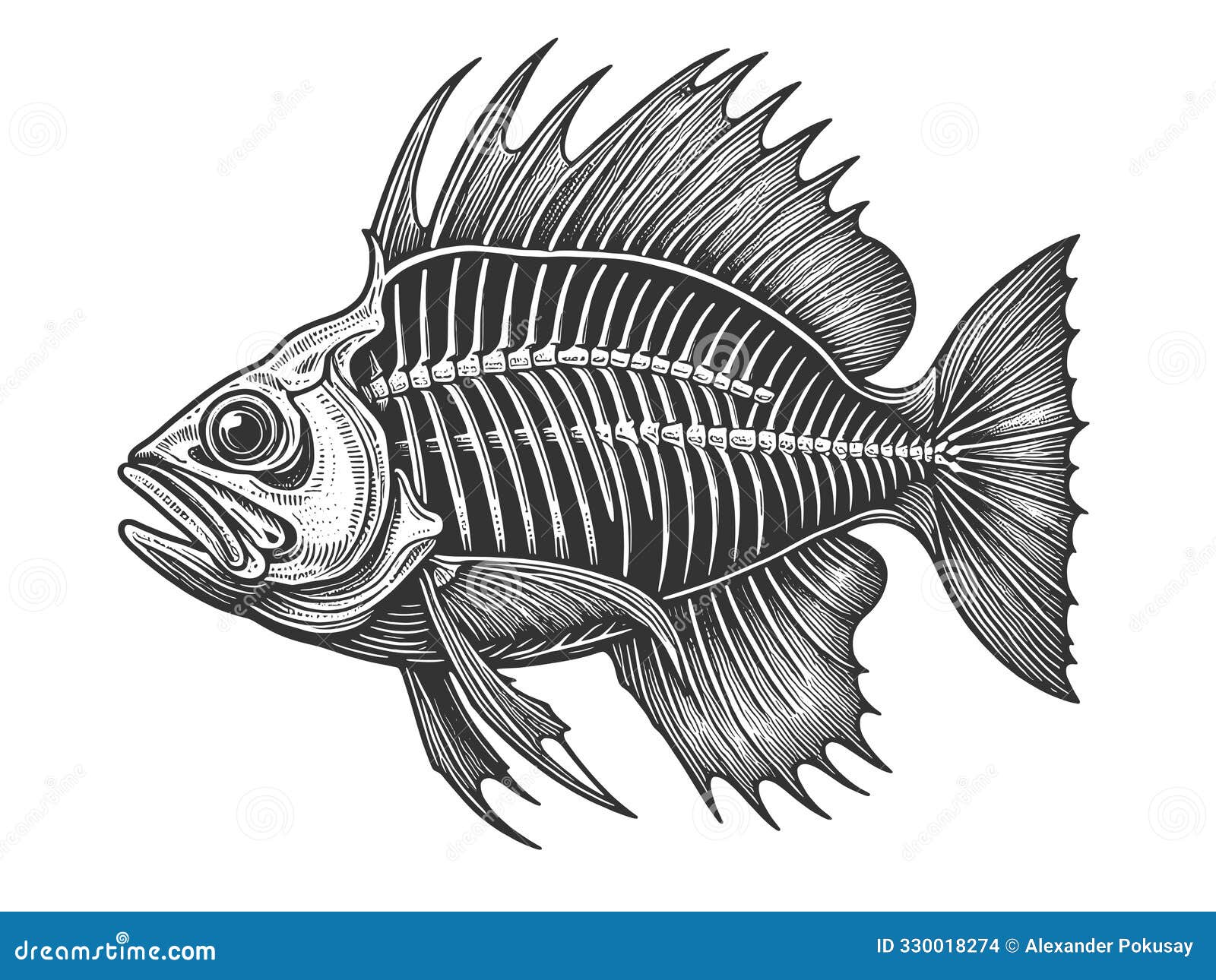 Skeleton of Fish Engraving Vector Illustration Stock Vector ...