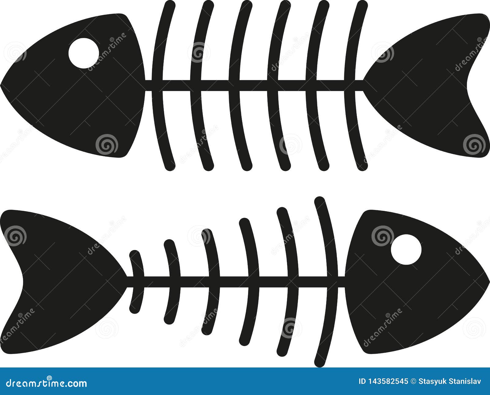 Skeleton of fish stock vector. Illustration of fishing - 143582545