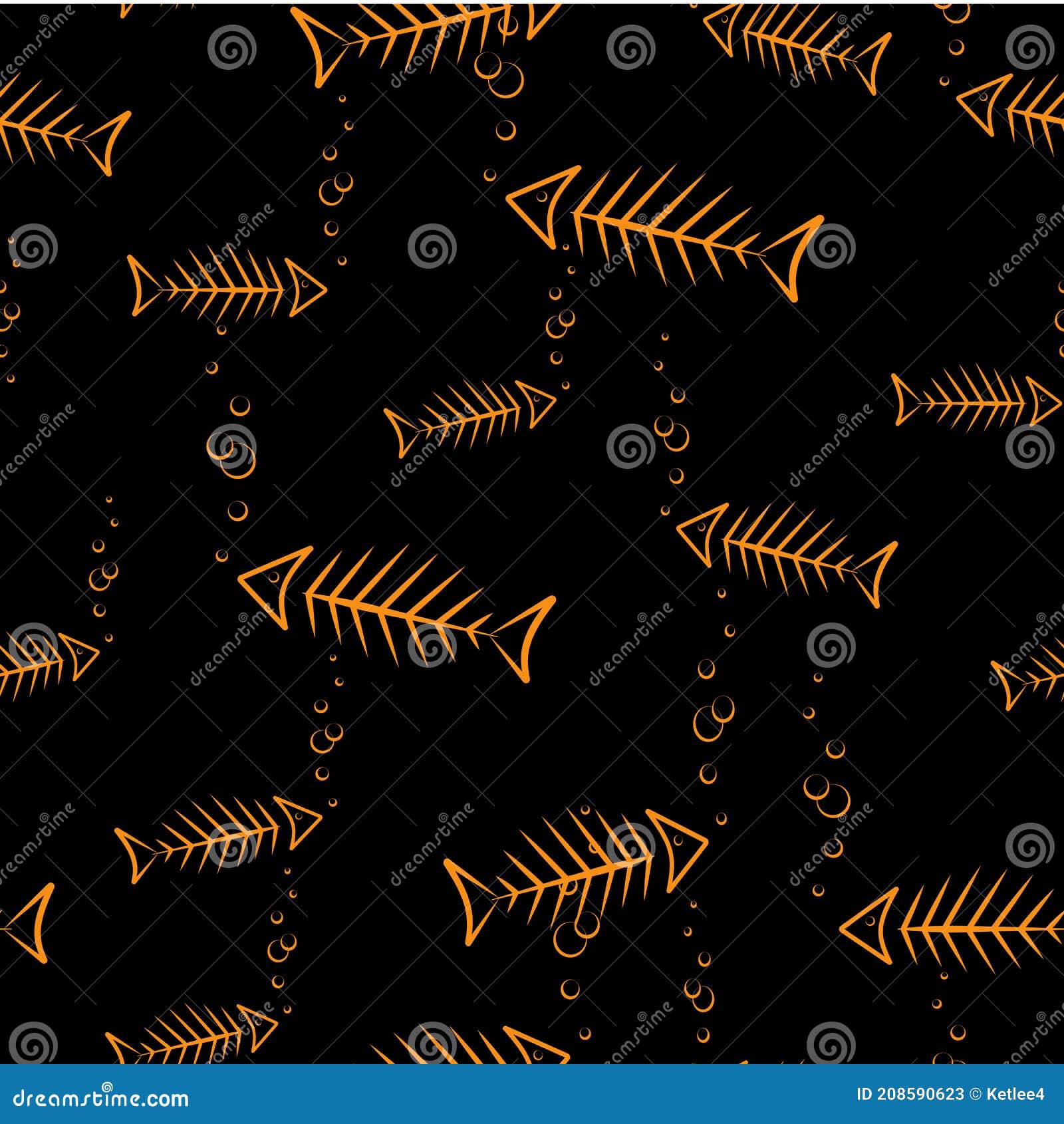 Skeleton of a Floating Fish Seamless Pattern Graphic Arts. Vector Stock ...