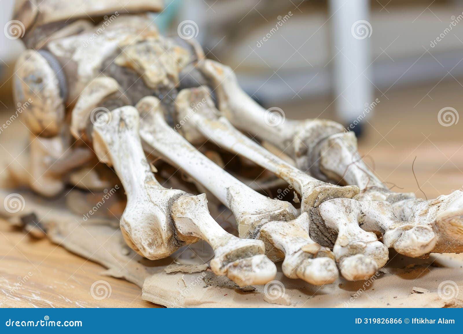 A Skeleton Of A Foot Is Displayed On A Table, Showcasing The Structure ...